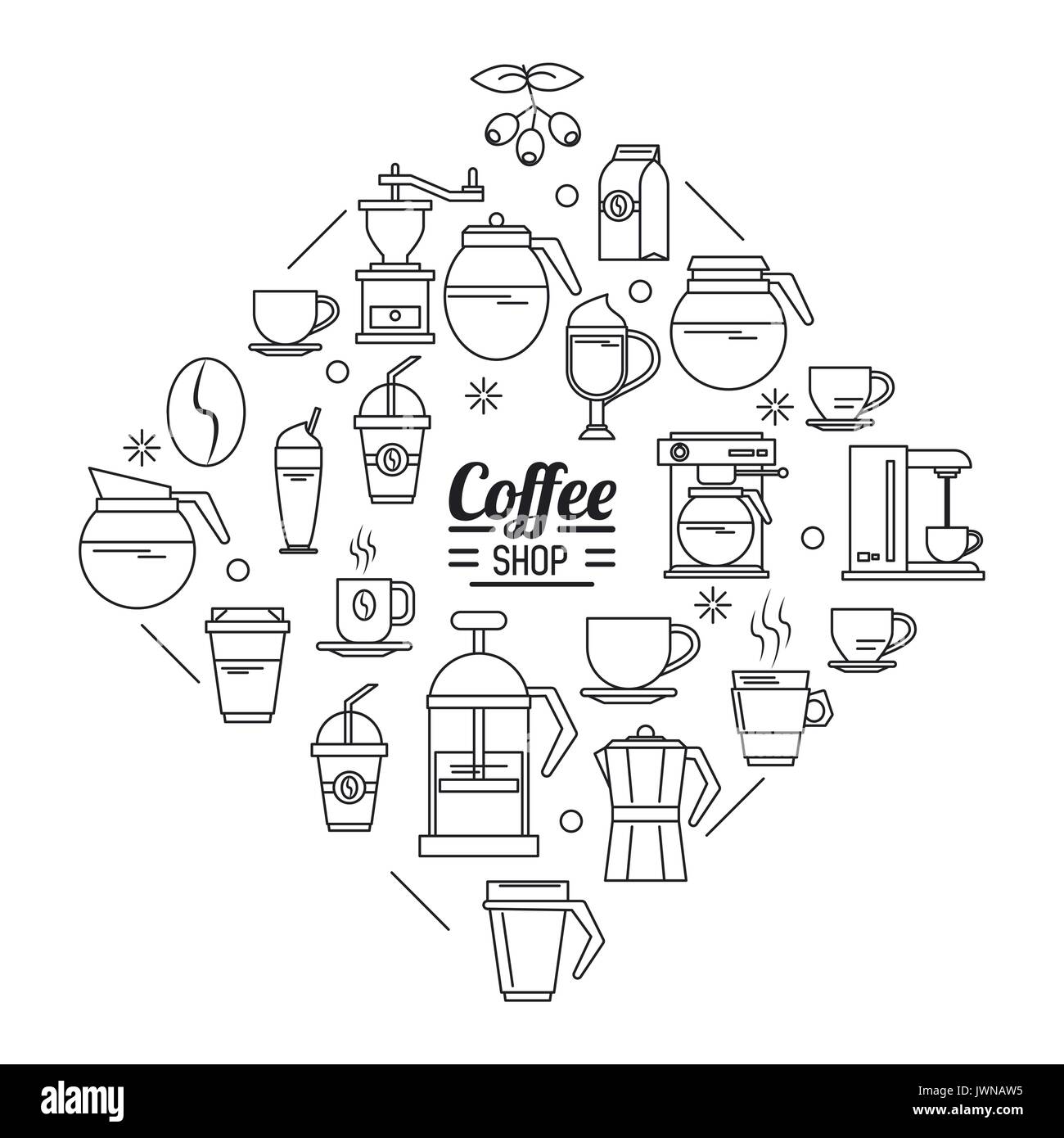 Beverage coffee related icons hi-res stock photography and images - Alamy