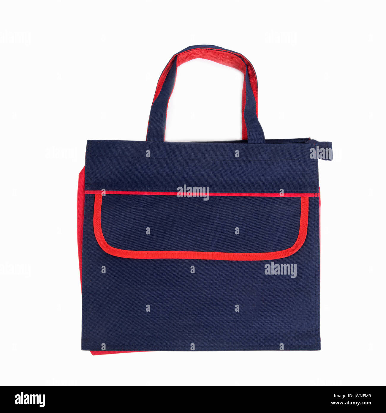 Front view of blue cloth document bag on white background Stock Photo ...