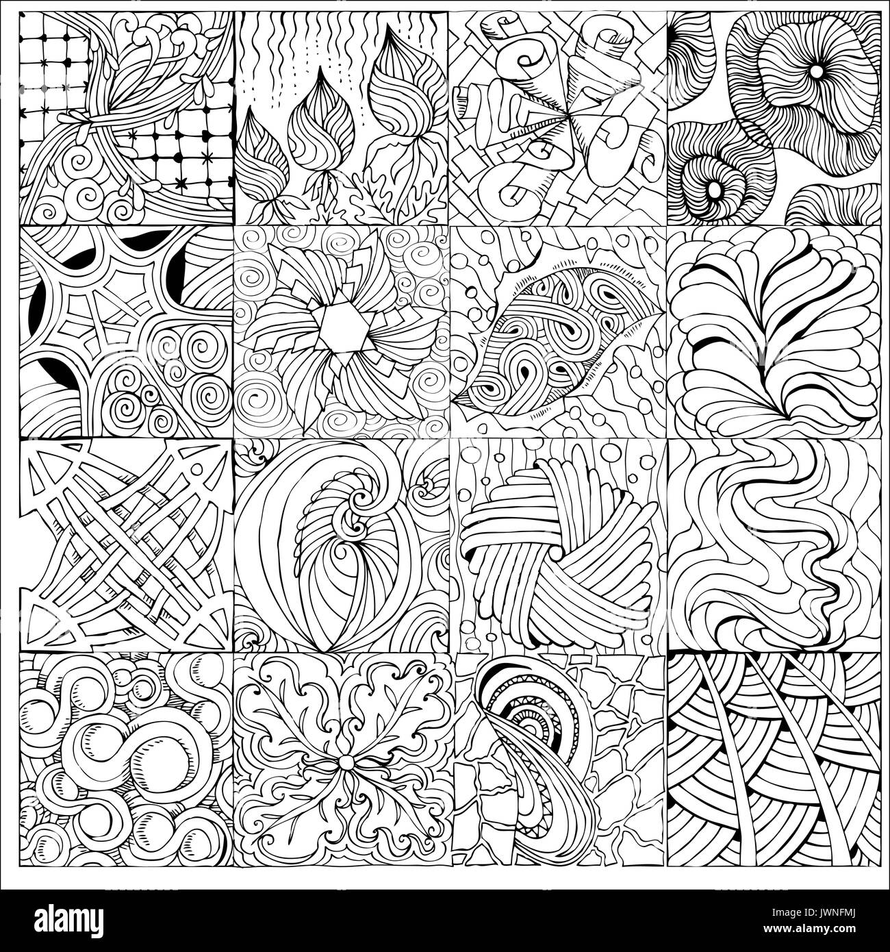 Flower pattern coloring pages Stock Vector Images - Alamy