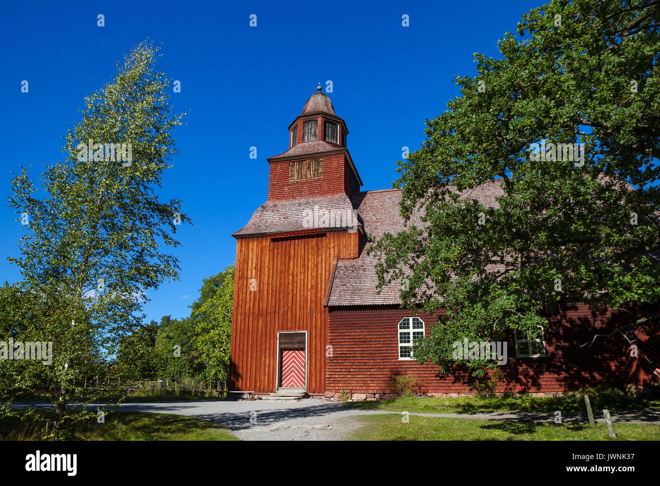 Old red wooden church at Skansen, Stockholm, Sweden Stock Photo - Alamy