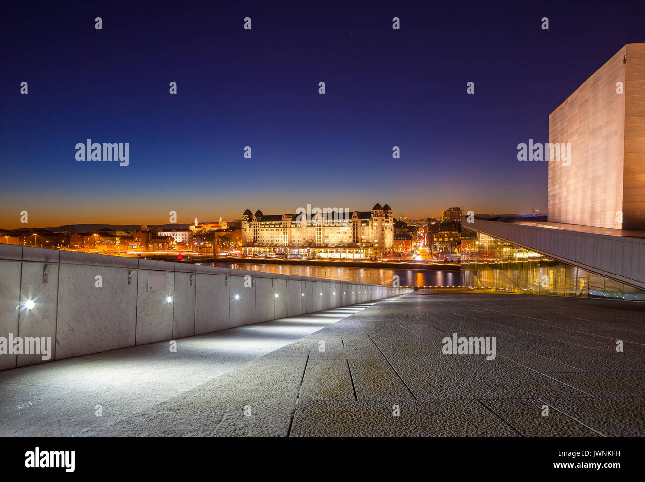 Night Oslo, Norway. View from Opera House Stock Photo - Alamy