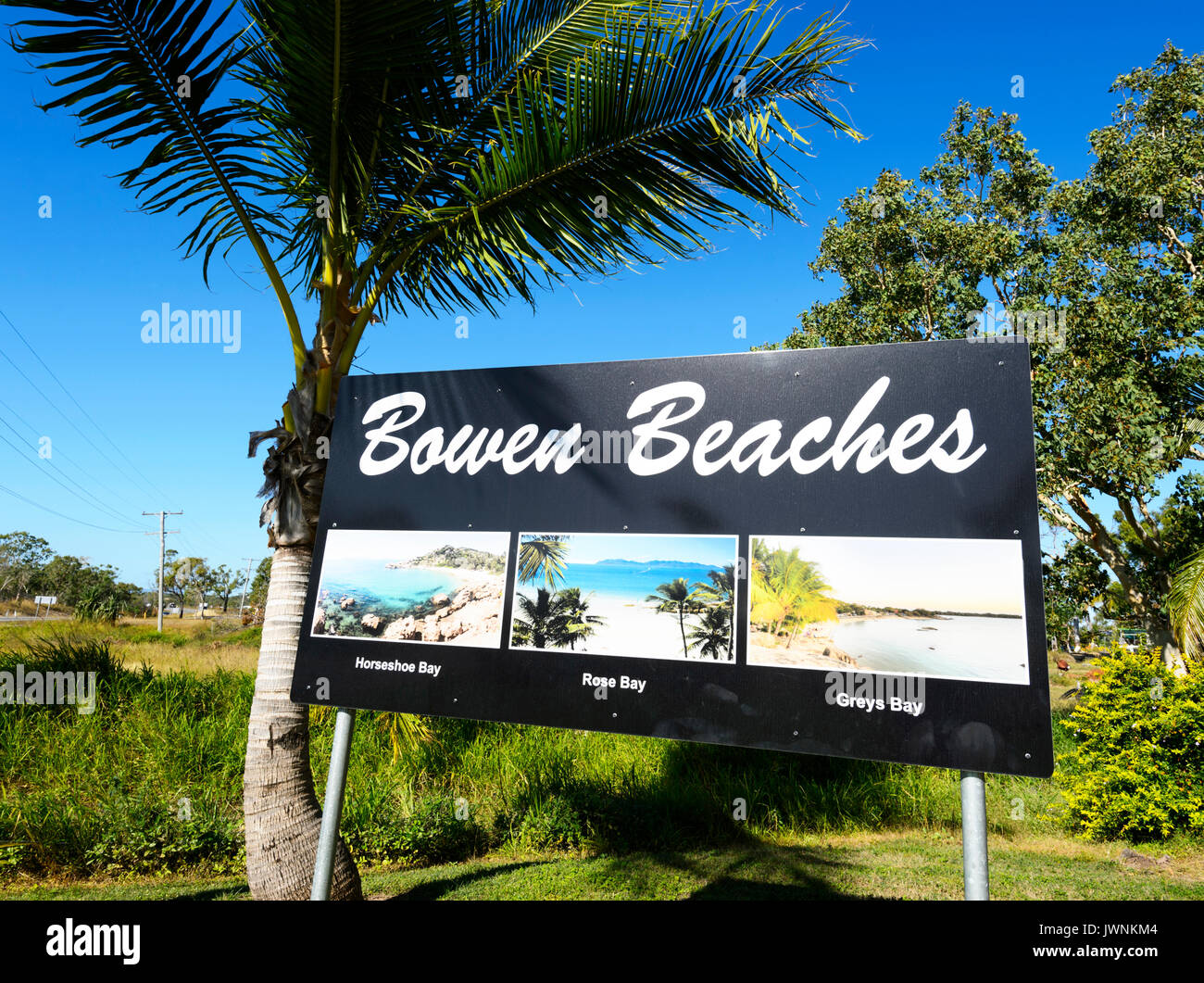 Bowen Beaches advertisement Sign, Bowen, Queensland, QLD, Australia ...