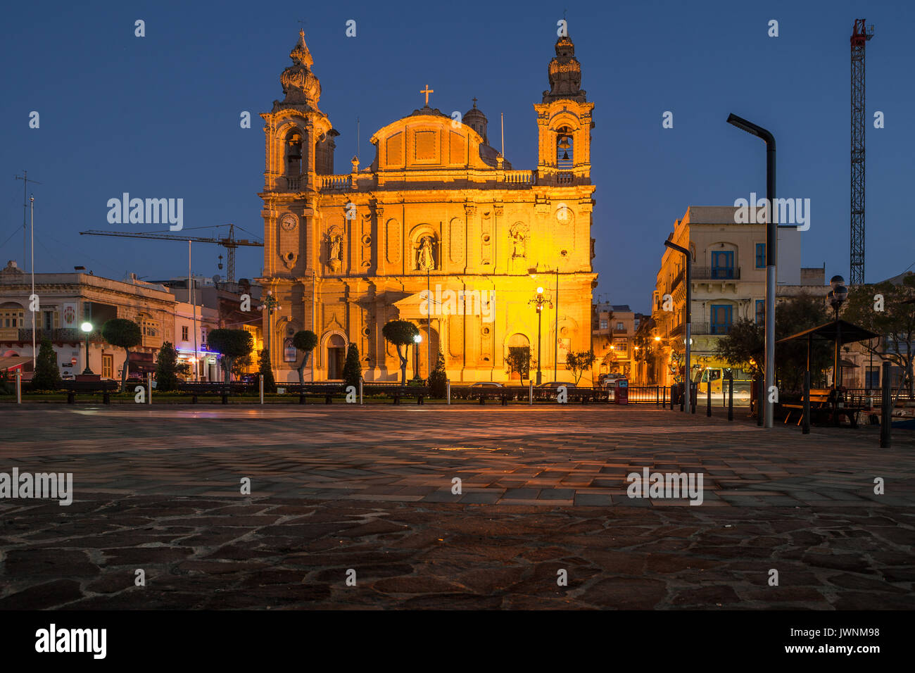 The beautiful Msida Parish Church at night. Malta Stock Photo - Alamy