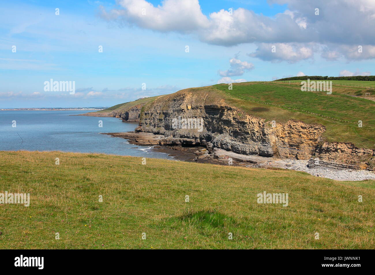 The beautiful bay at Southerndown near Bridgend with its rugged cliffs ...