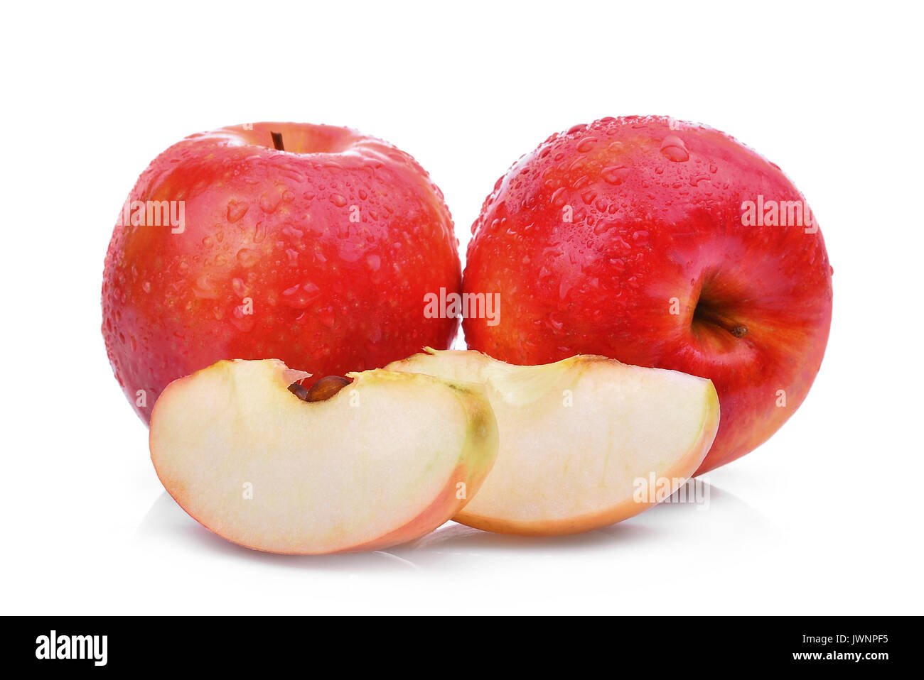 fresh red apples with water drops isolated on white background Stock ...