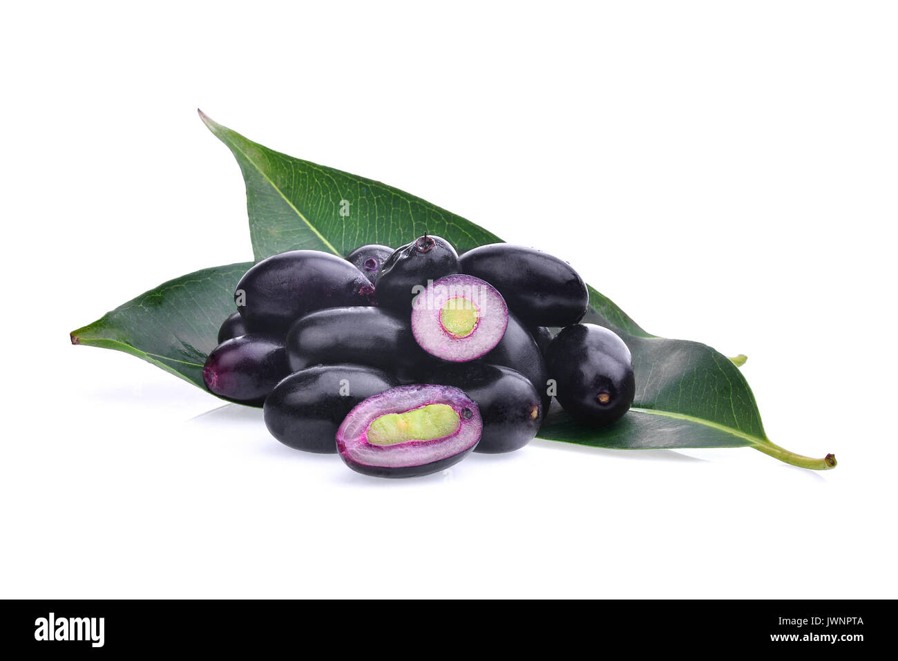 jambolan plum or Java plum isolated on white background Stock Photo - Alamy