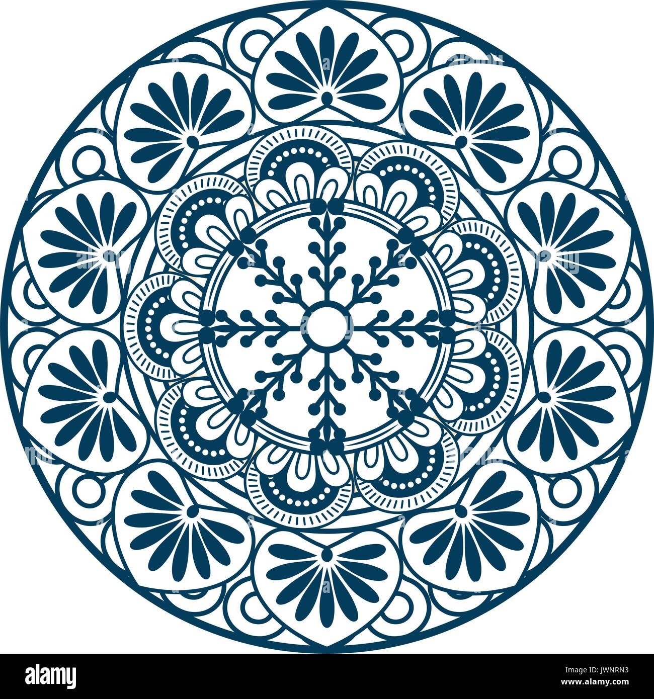 Mandala spiritual symbol over white background vector illustration ...