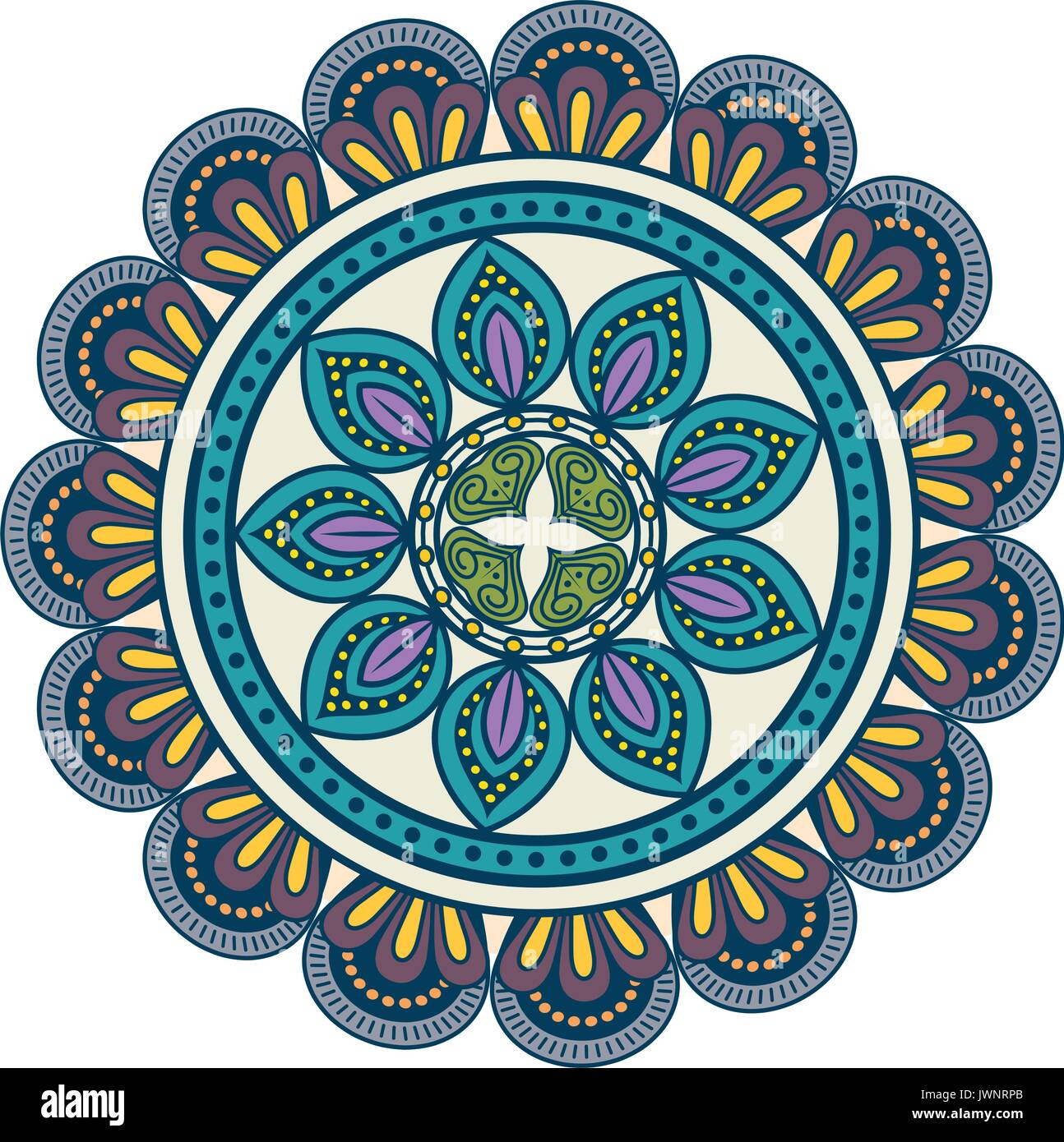 Mandala spiritual symbol over white background vector illustration ...