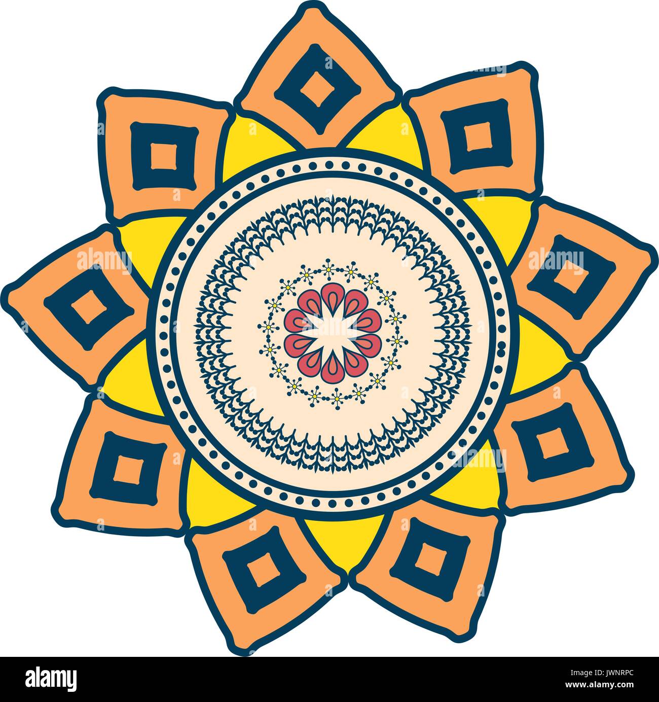 Mandala spiritual symbol over white background vector illustration ...