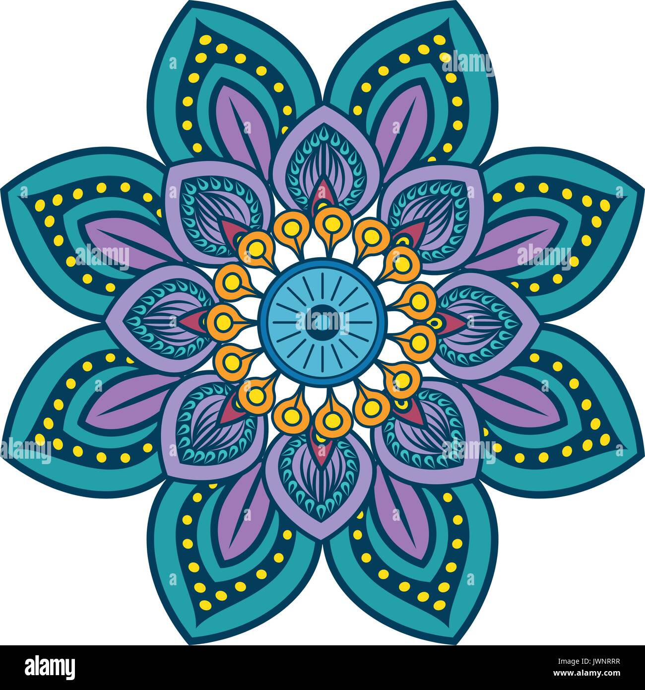 Mandala spiritual symbol over white background vector illustration ...