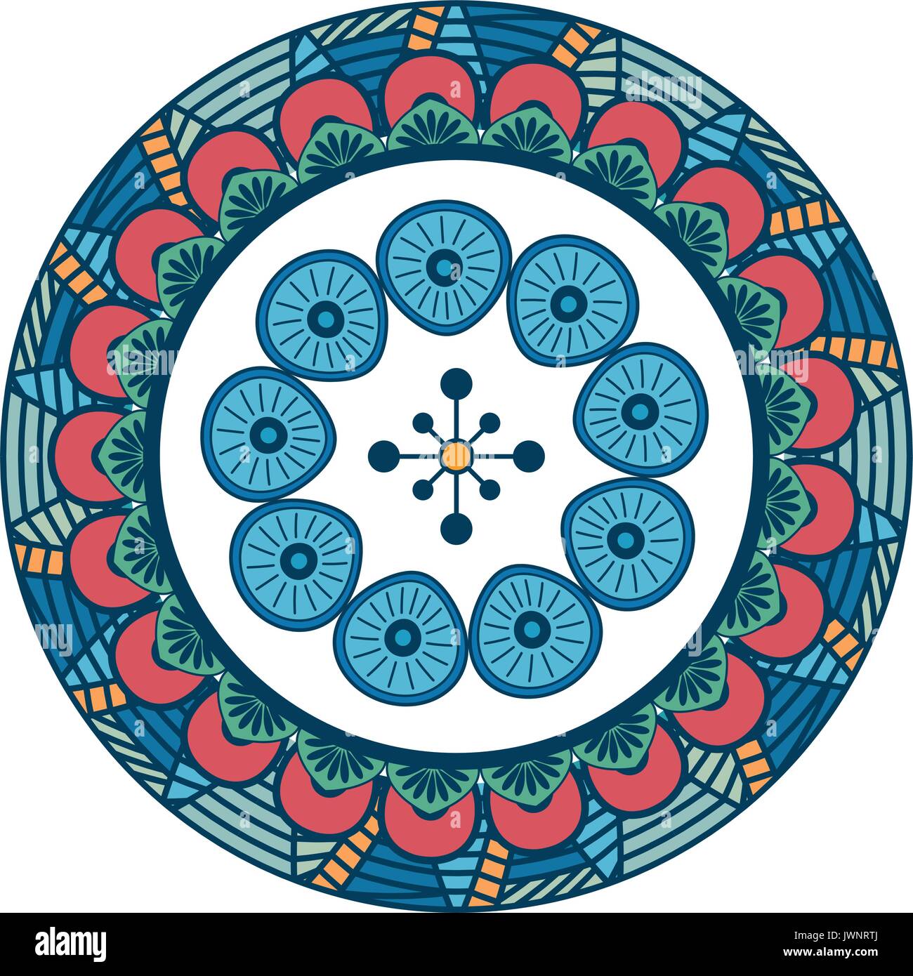 Mandala spiritual symbol over white background vector illustration ...