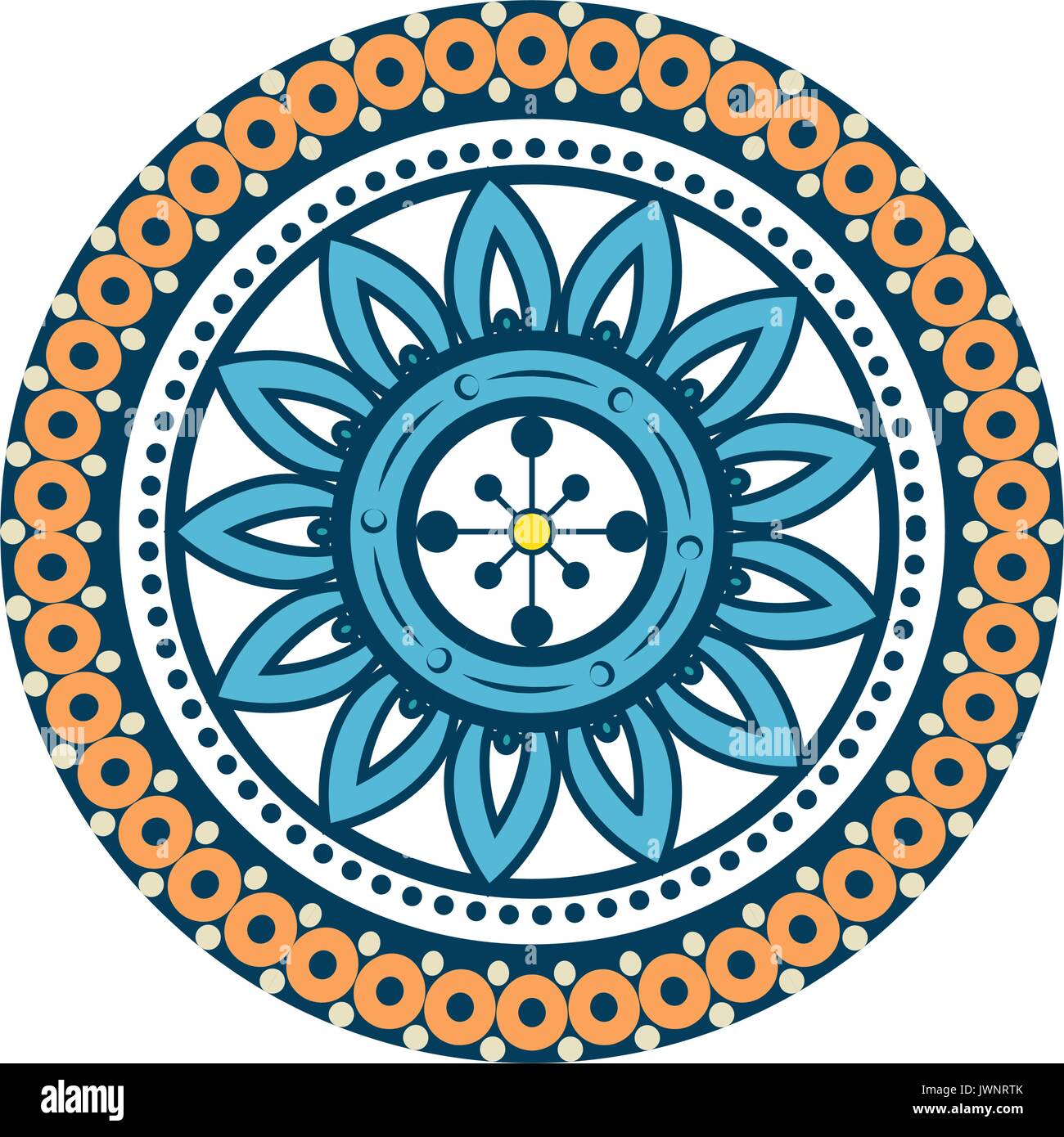 Mandala spiritual symbol over white background vector illustration ...