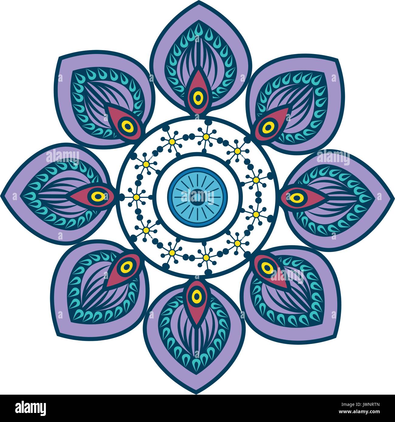 Mandala spiritual symbol over white background vector illustration ...