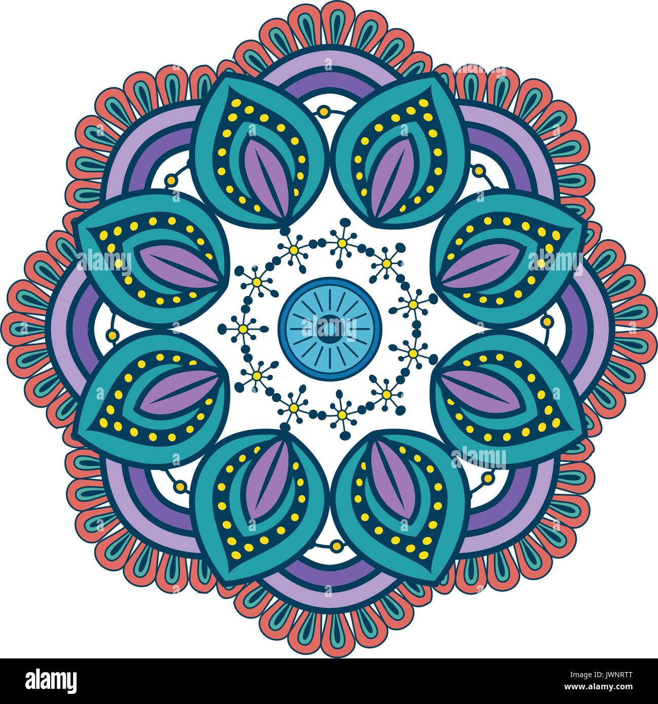 Mandala spiritual symbol over white background vector illustration ...