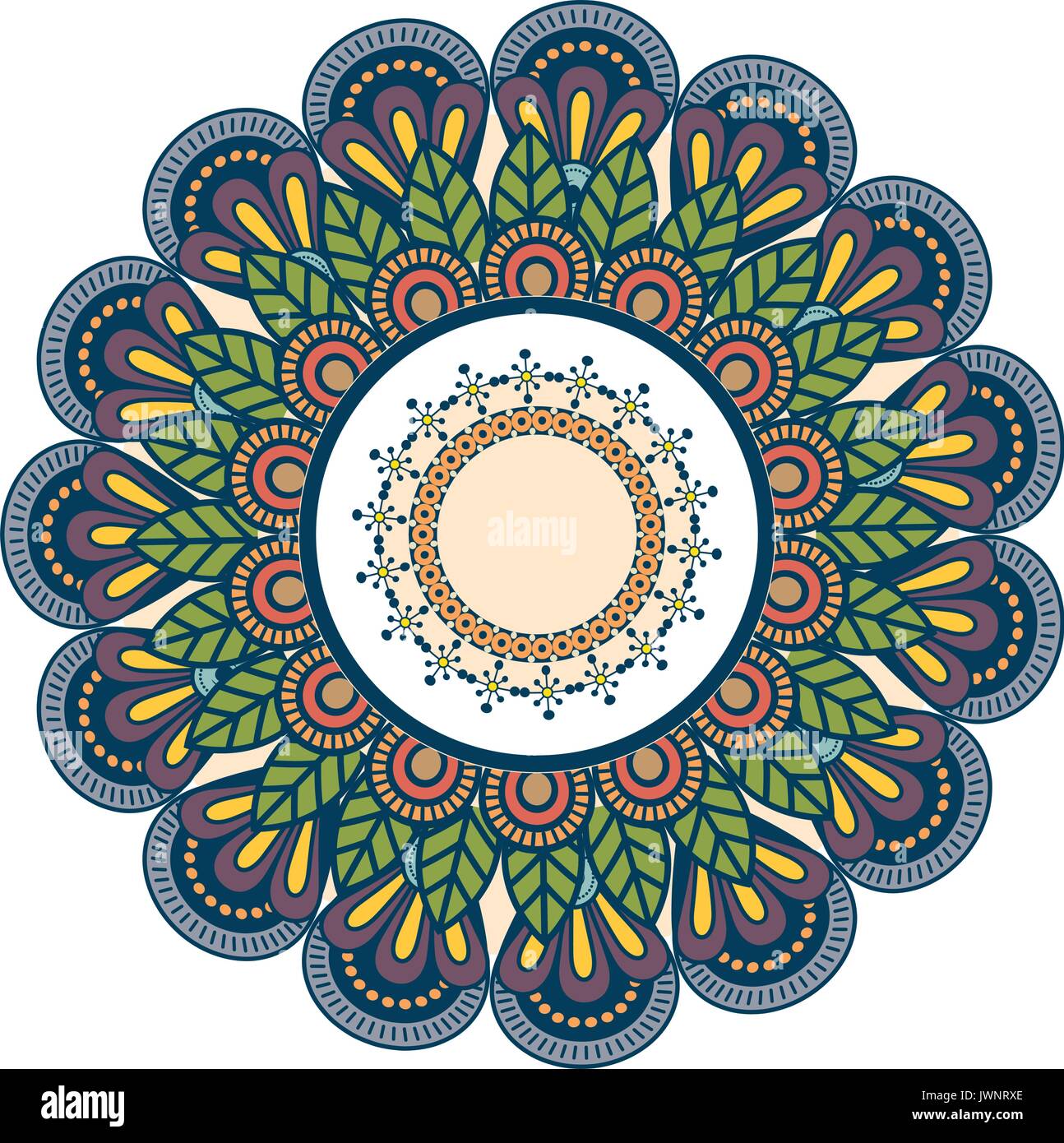 Mandala spiritual symbol over white background vector illustration ...