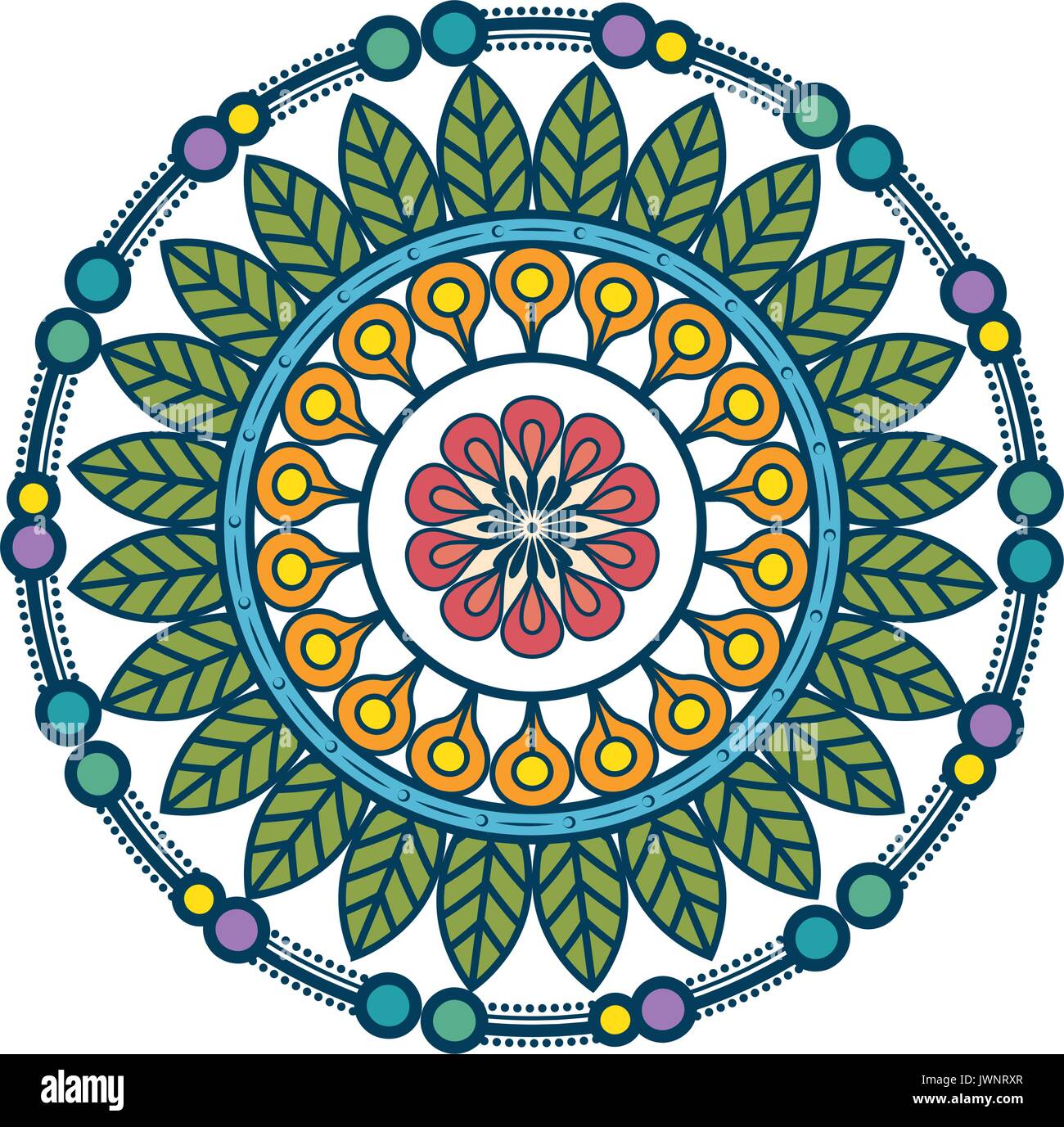 Mandala spiritual symbol over white background vector illustration ...
