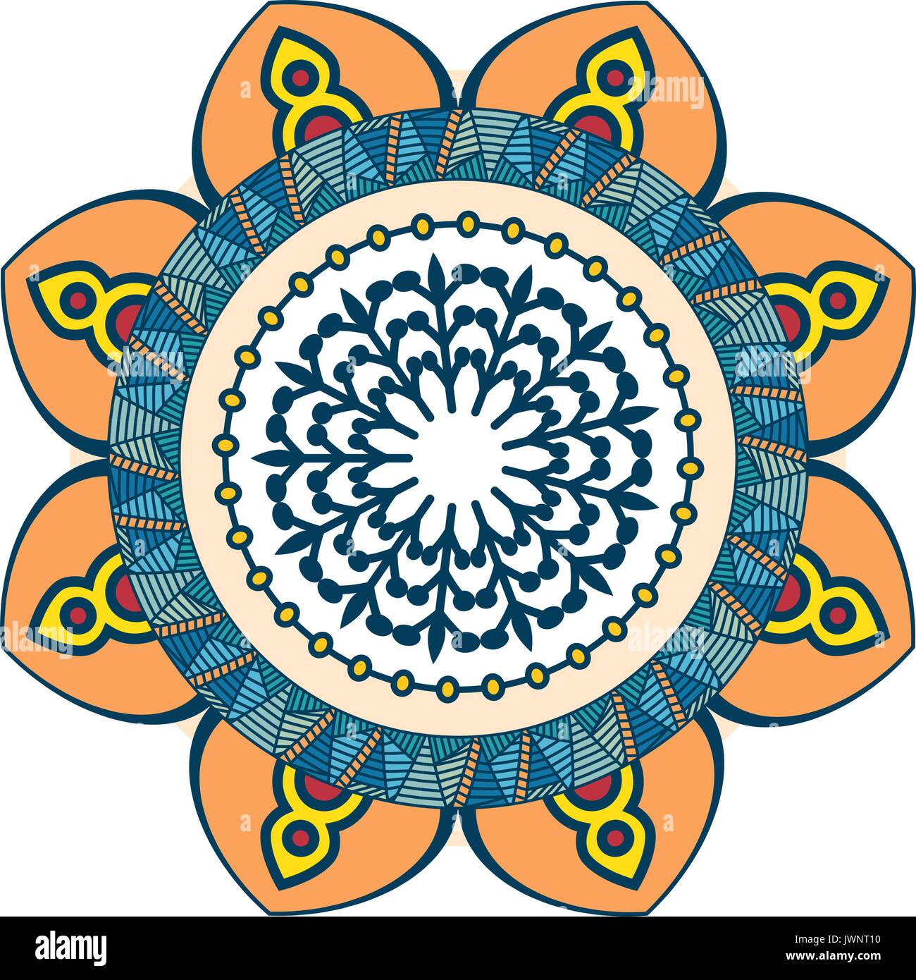 Mandala spiritual symbol over white background vector illustration ...