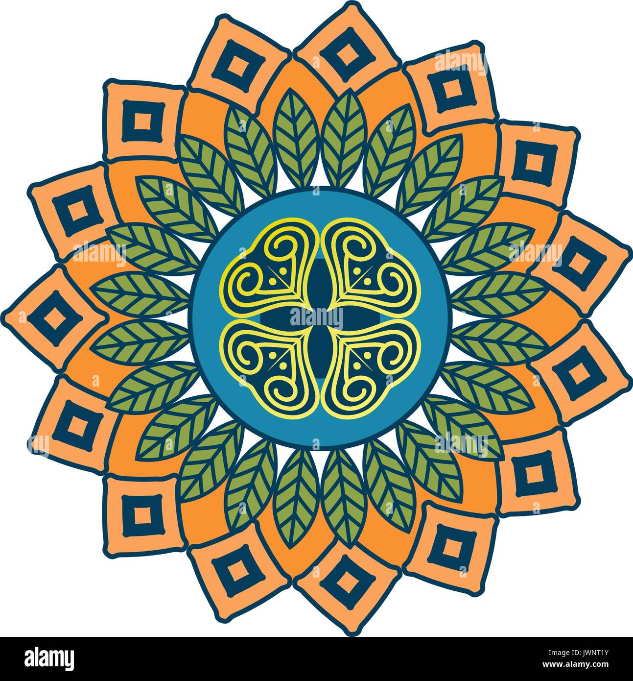 Mandala spiritual symbol over white background vector illustration ...