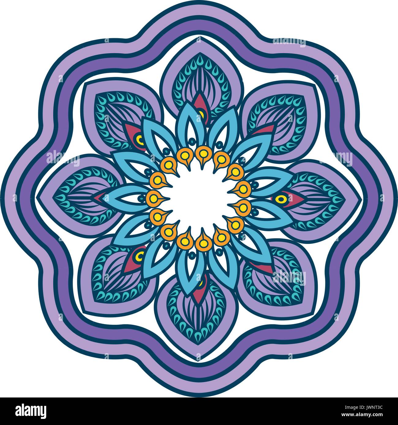 Mandala spiritual symbol over white background vector illustration ...