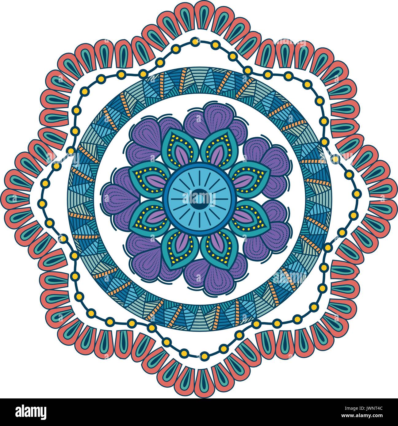 Mandala spiritual symbol over white background vector illustration ...