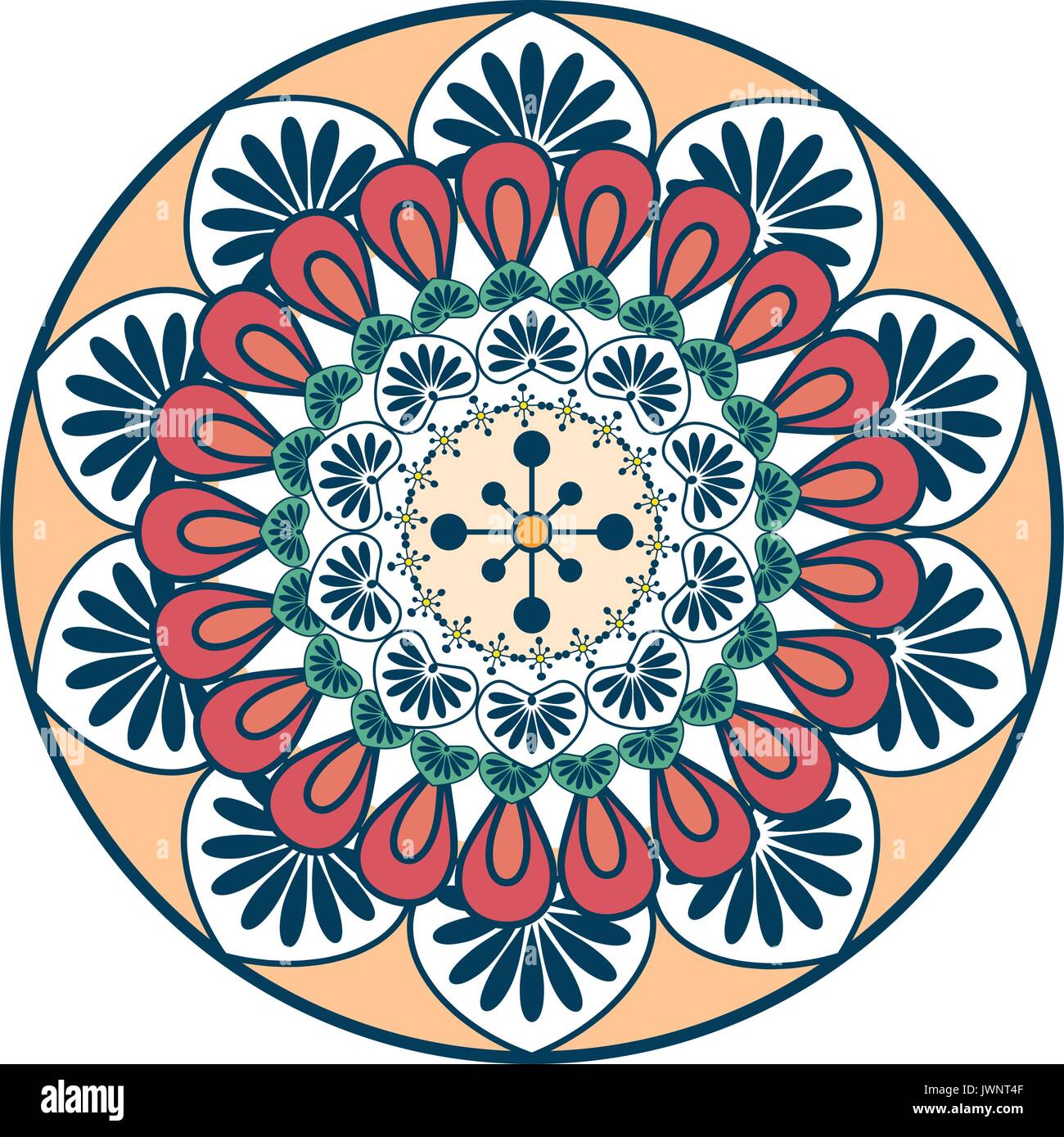 Mandala spiritual symbol over white background vector illustration ...