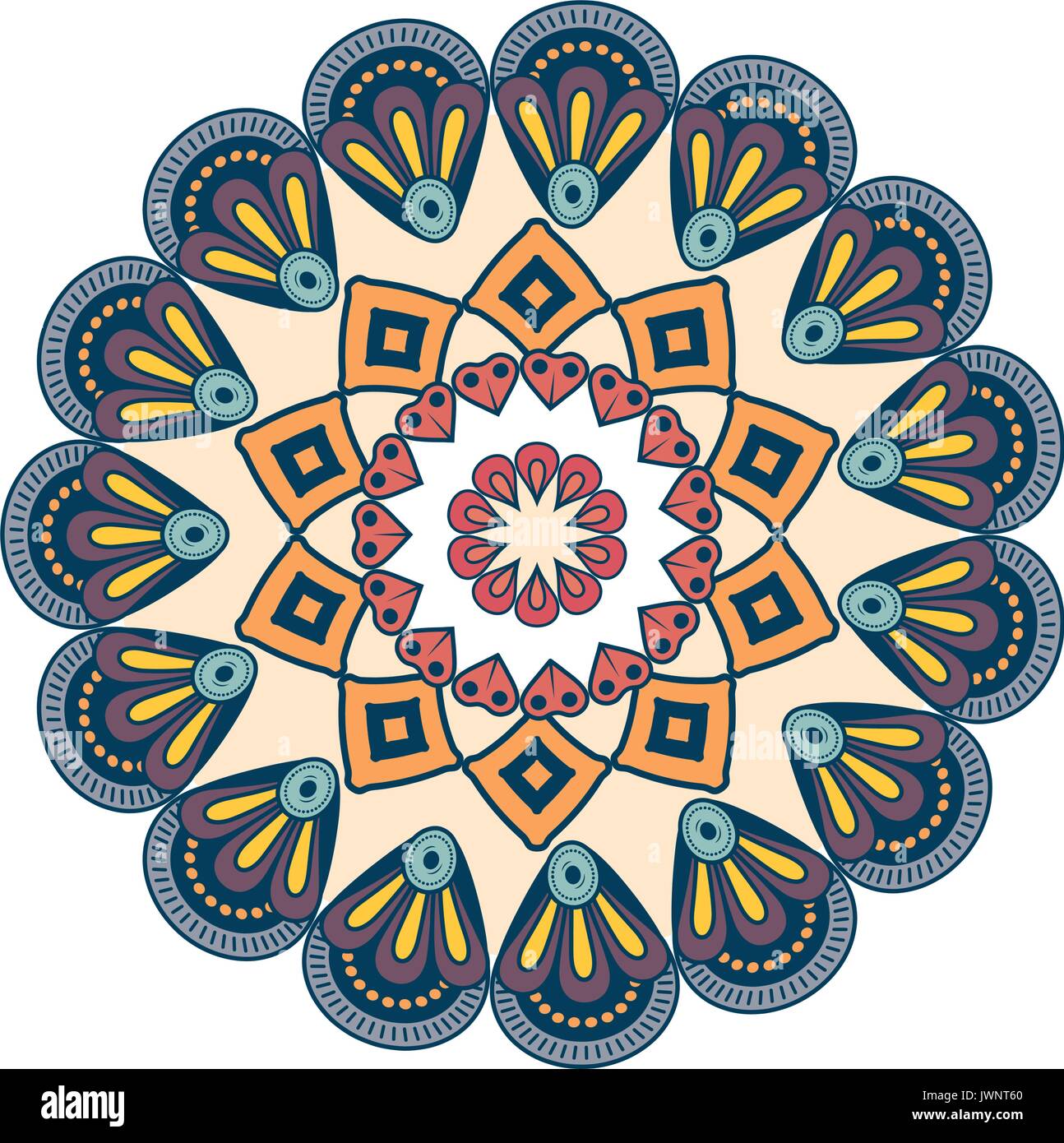 Mandala spiritual symbol over white background vector illustration ...