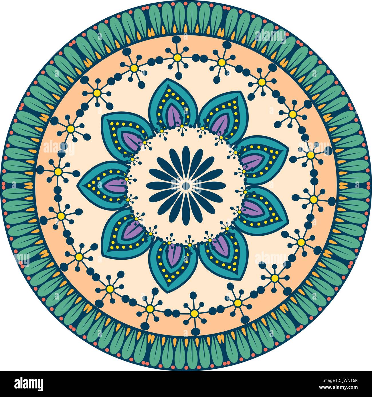 Mandala spiritual symbol over white background vector illustration ...