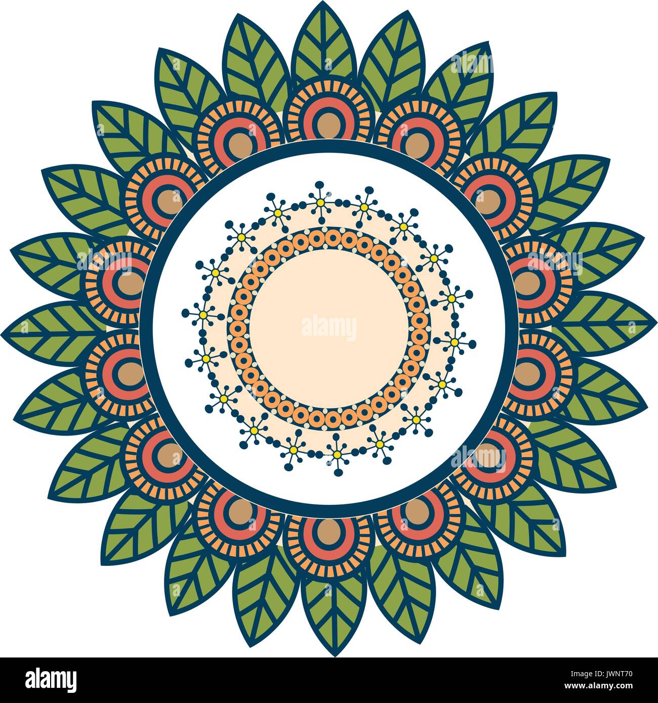 Mandala spiritual symbol over white background vector illustration ...