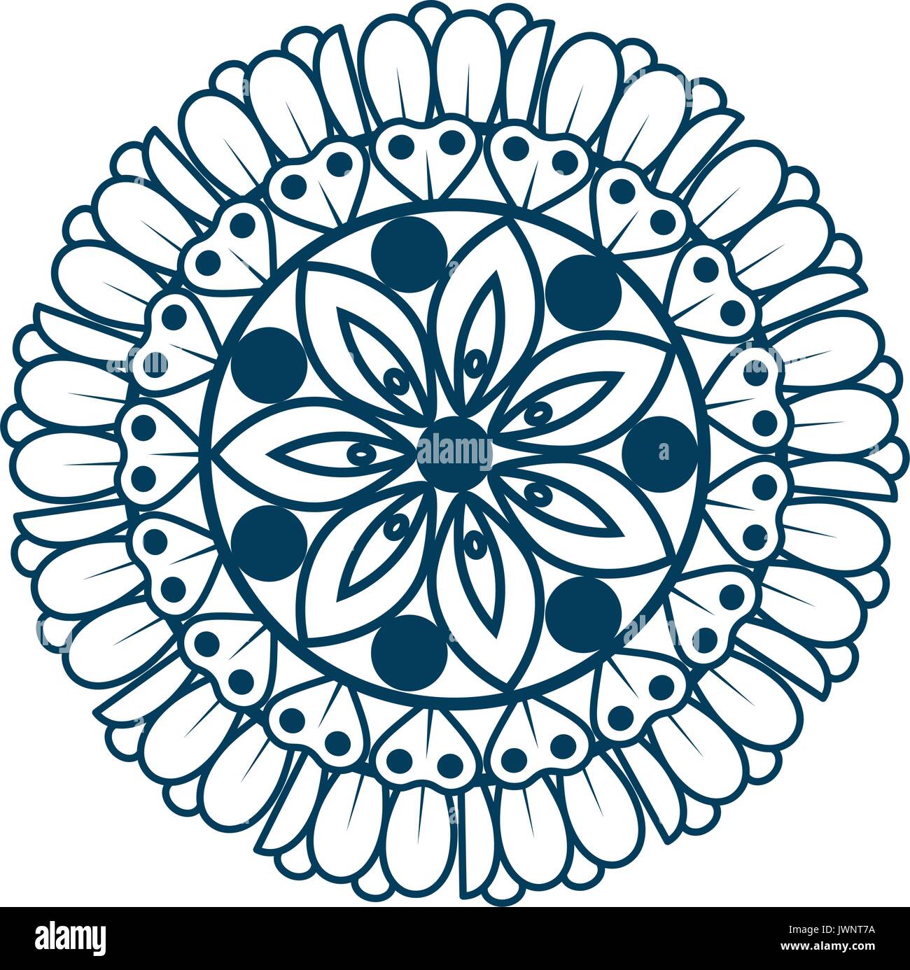 Mandala spiritual symbol over white background vector illustration ...