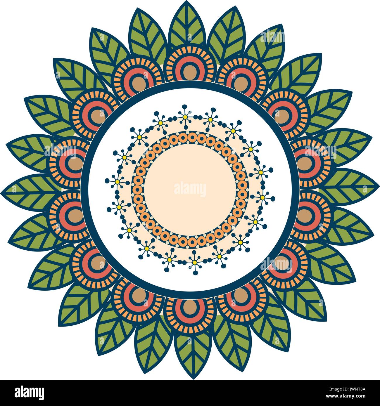 Mandala spiritual symbol over white background vector illustration ...