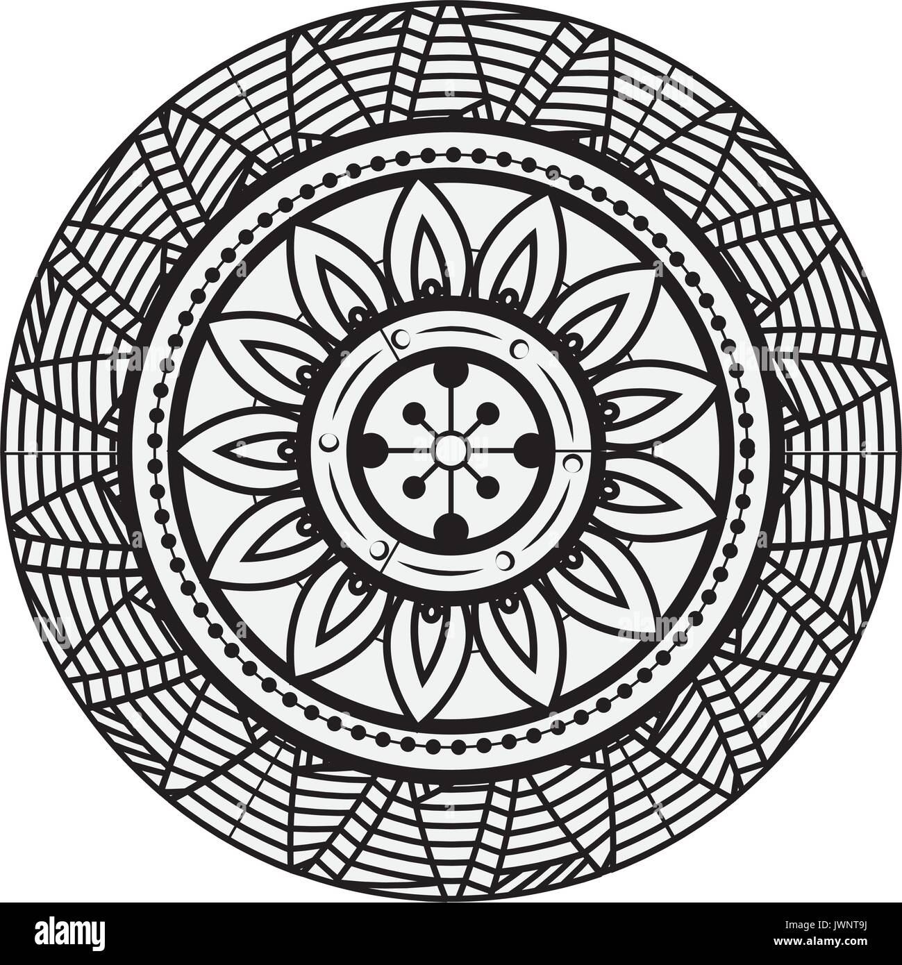 Mandala spiritual symbol over white background vector illustration ...