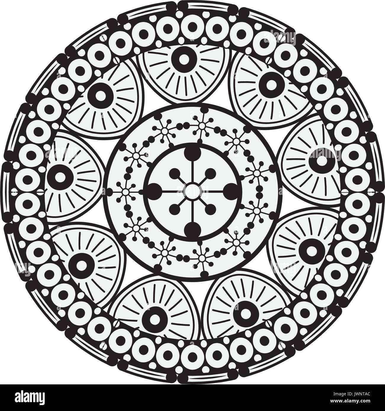 Mandala spiritual symbol over white background vector illustration ...