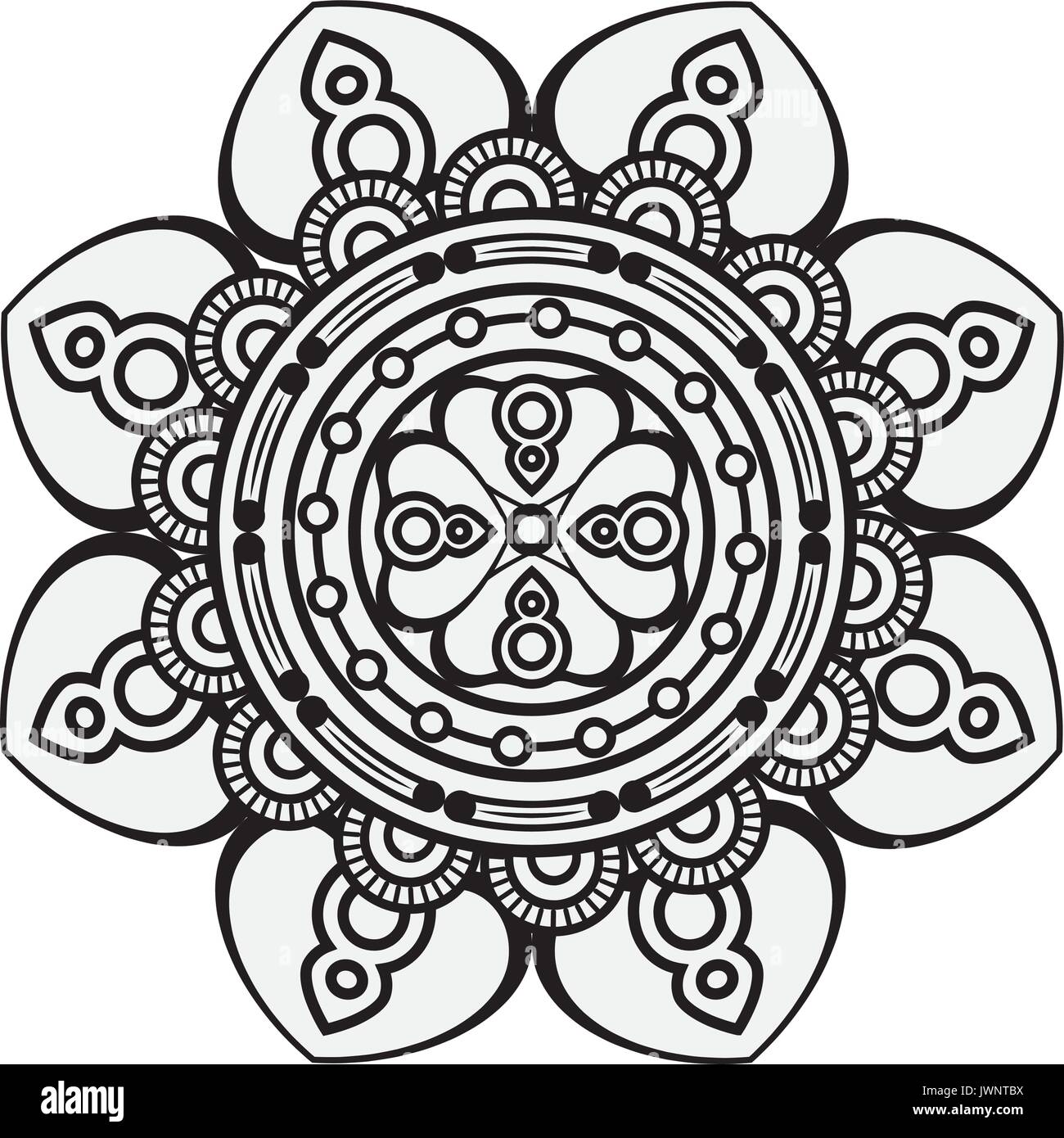 Mandala spiritual symbol over white background vector illustration ...