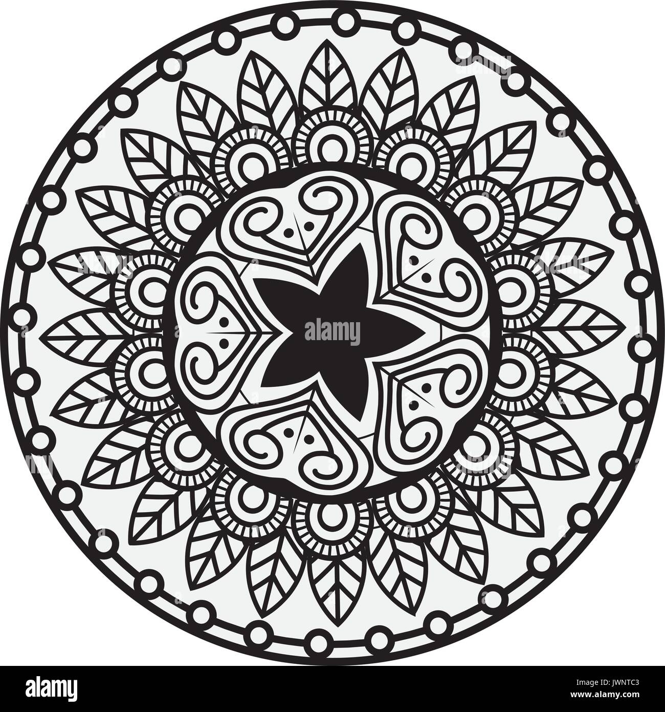 Mandala spiritual symbol over white background vector illustration ...
