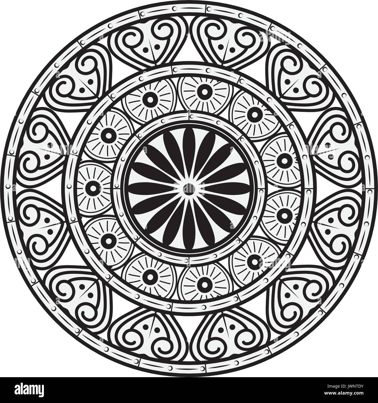 Mandala spiritual symbol over white background vector illustration ...