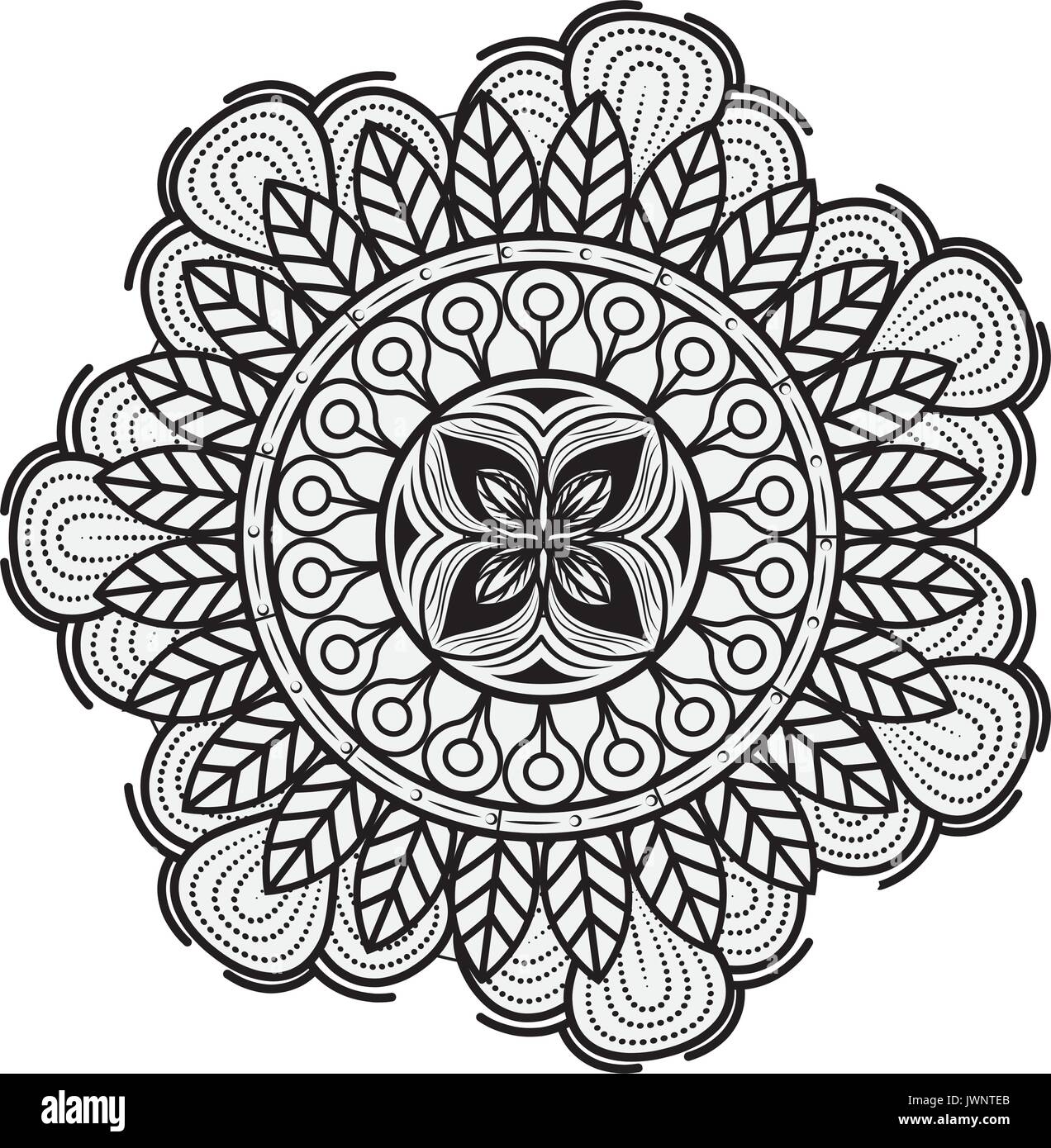 Mandala spiritual symbol over white background vector illustration ...