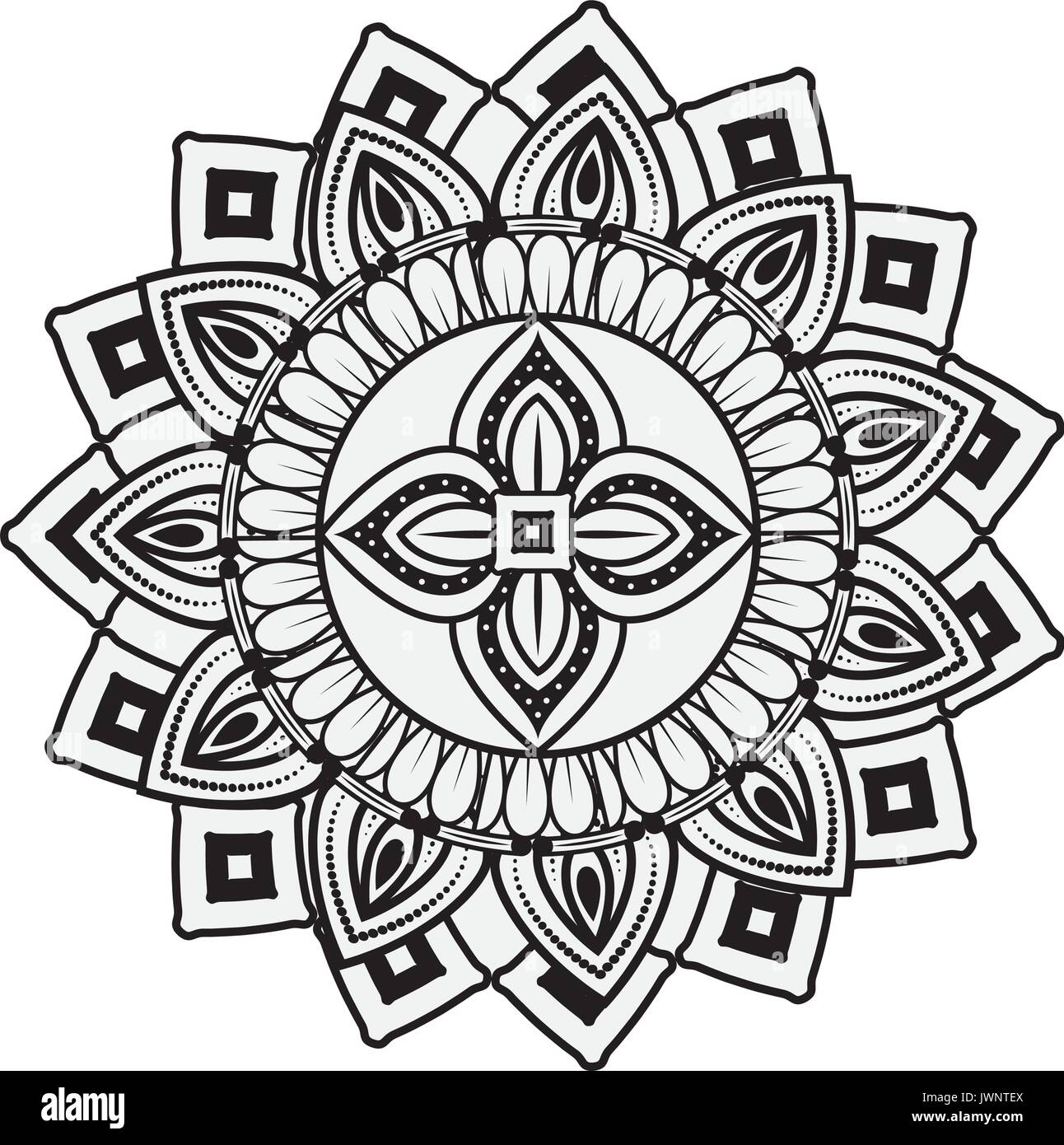 Mandala spiritual symbol over white background vector illustration ...
