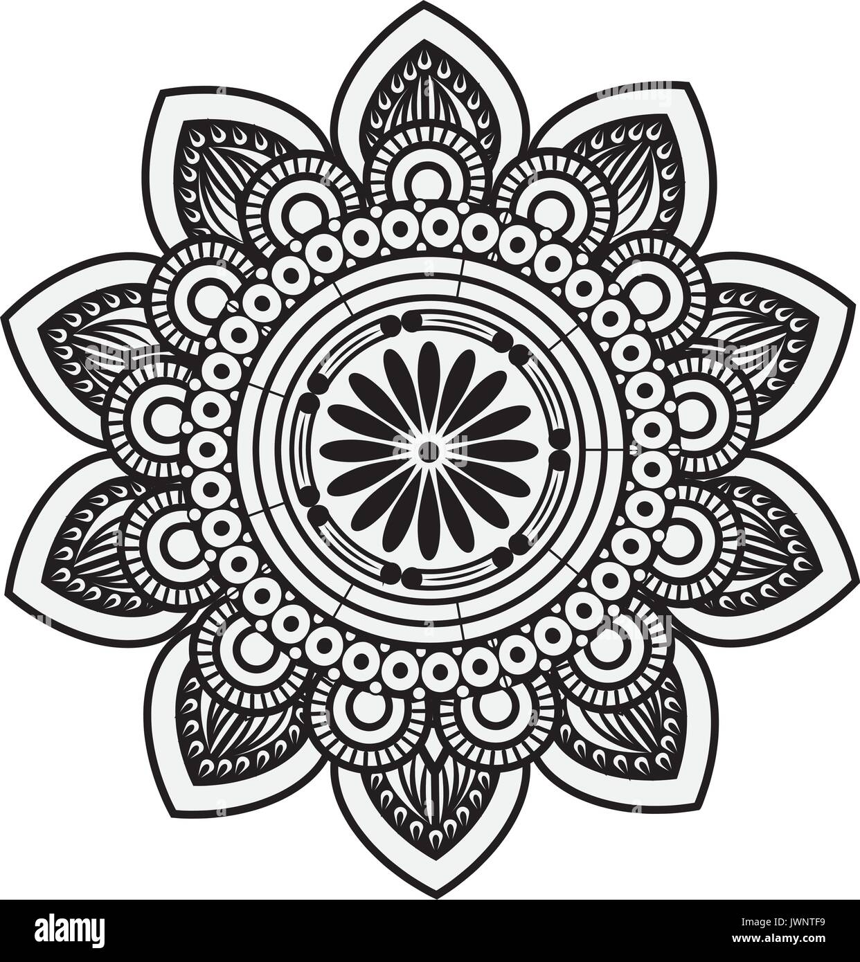 Mandala spiritual symbol over white background vector illustration ...