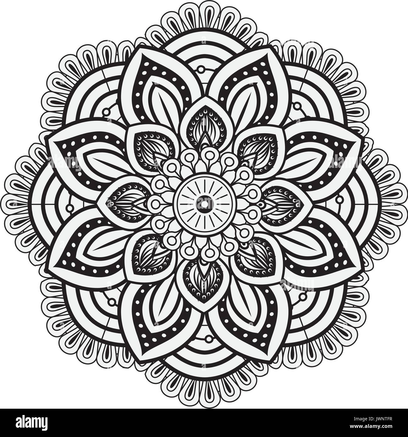 Mandala spiritual symbol over white background vector illustration ...