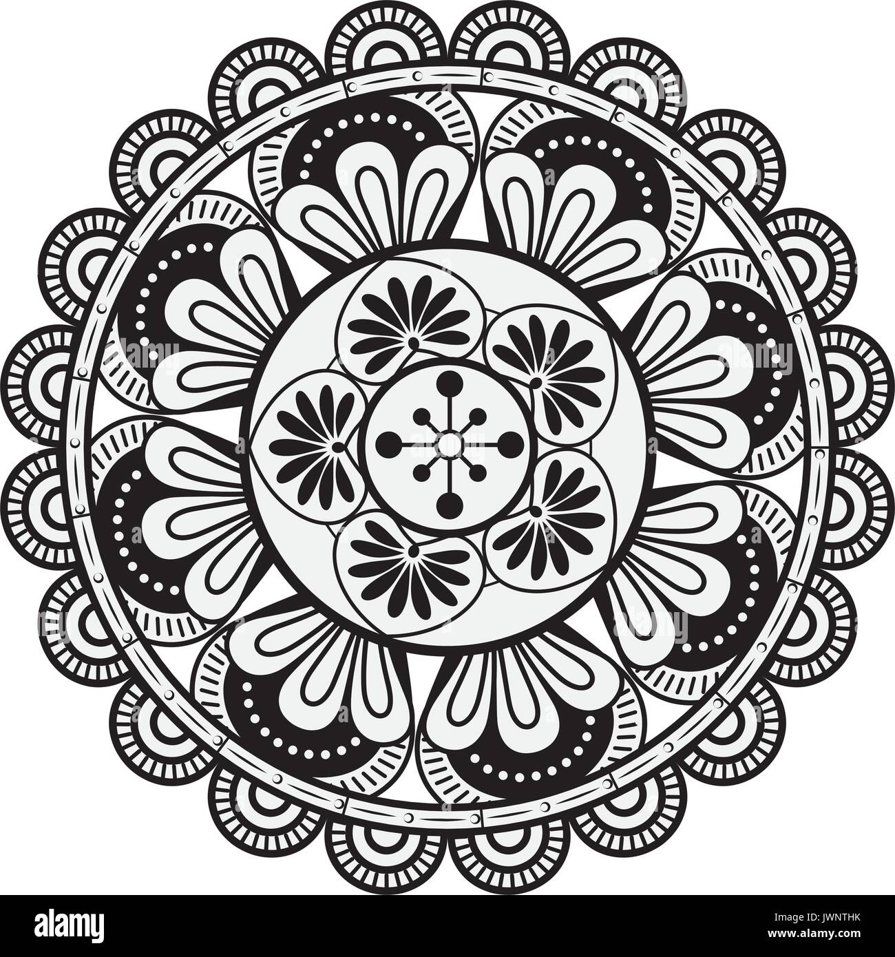 Mandala spiritual symbol over white background vector illustration ...