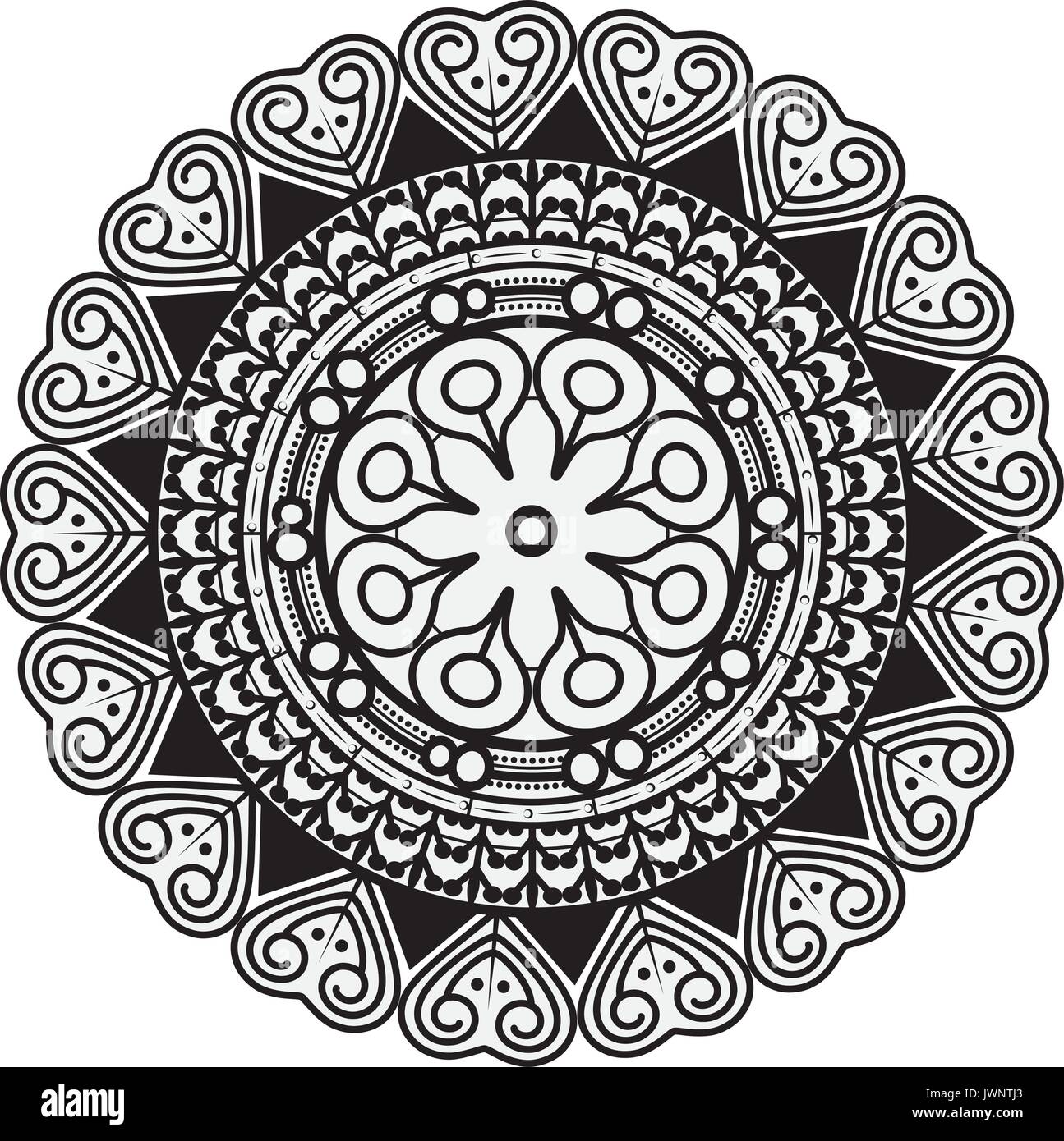 Mandala spiritual symbol over white background vector illustration ...