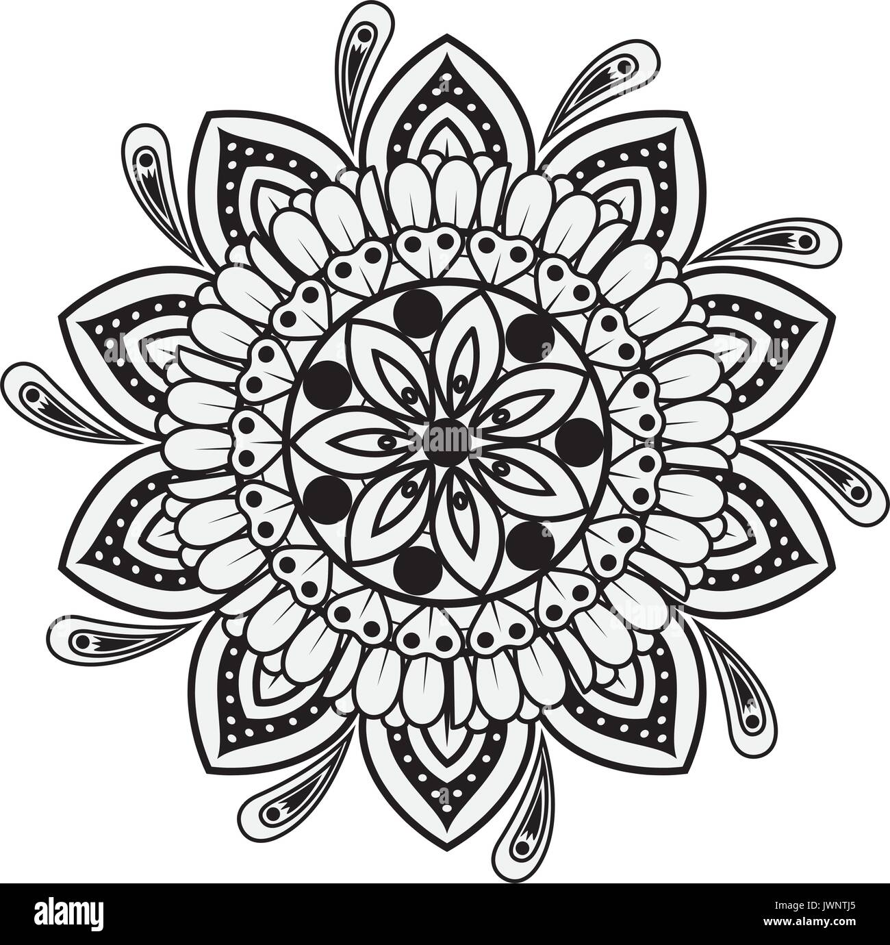 Mandala spiritual symbol over white background vector illustration ...