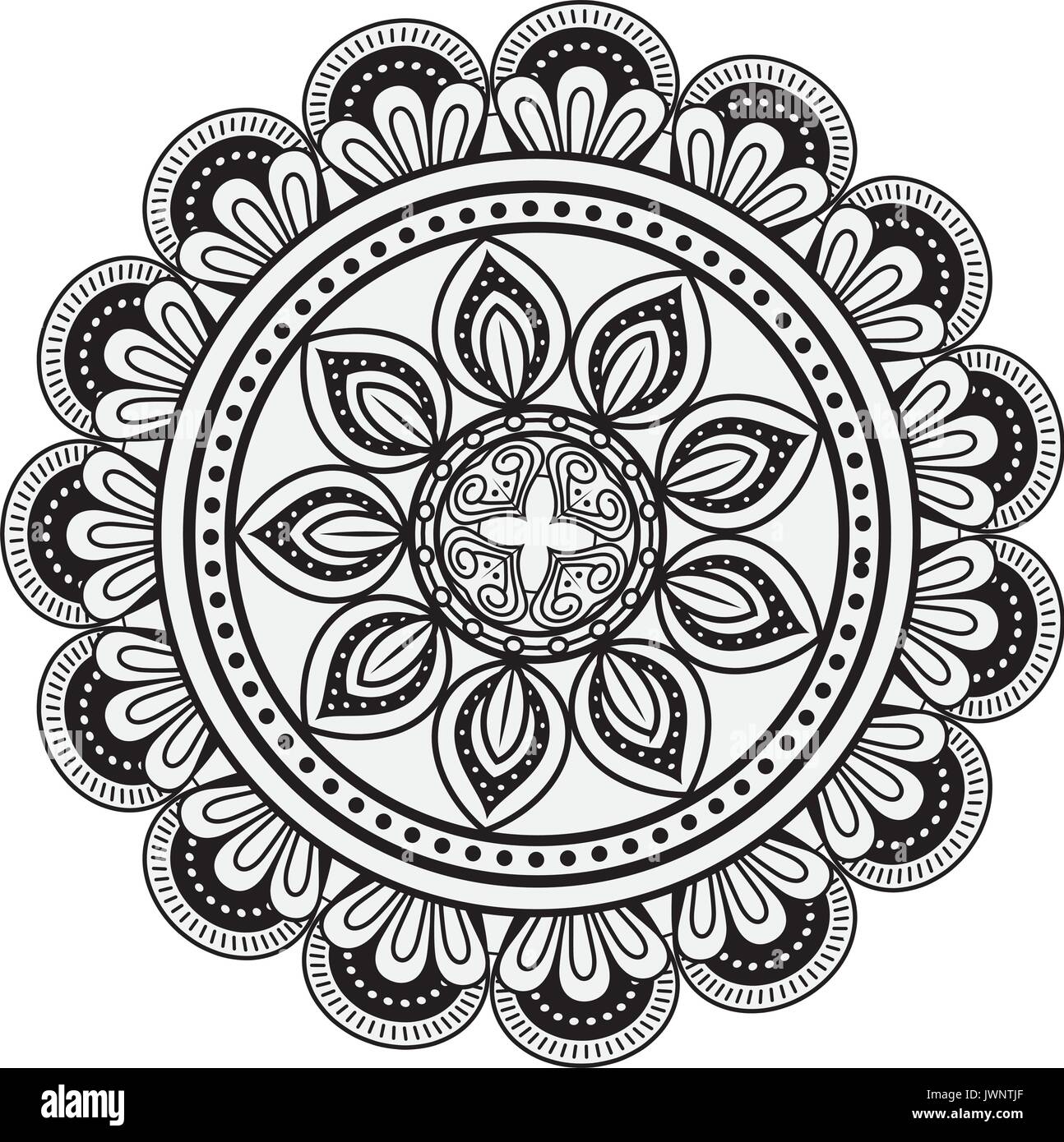 Mandala spiritual symbol over white background vector illustration ...