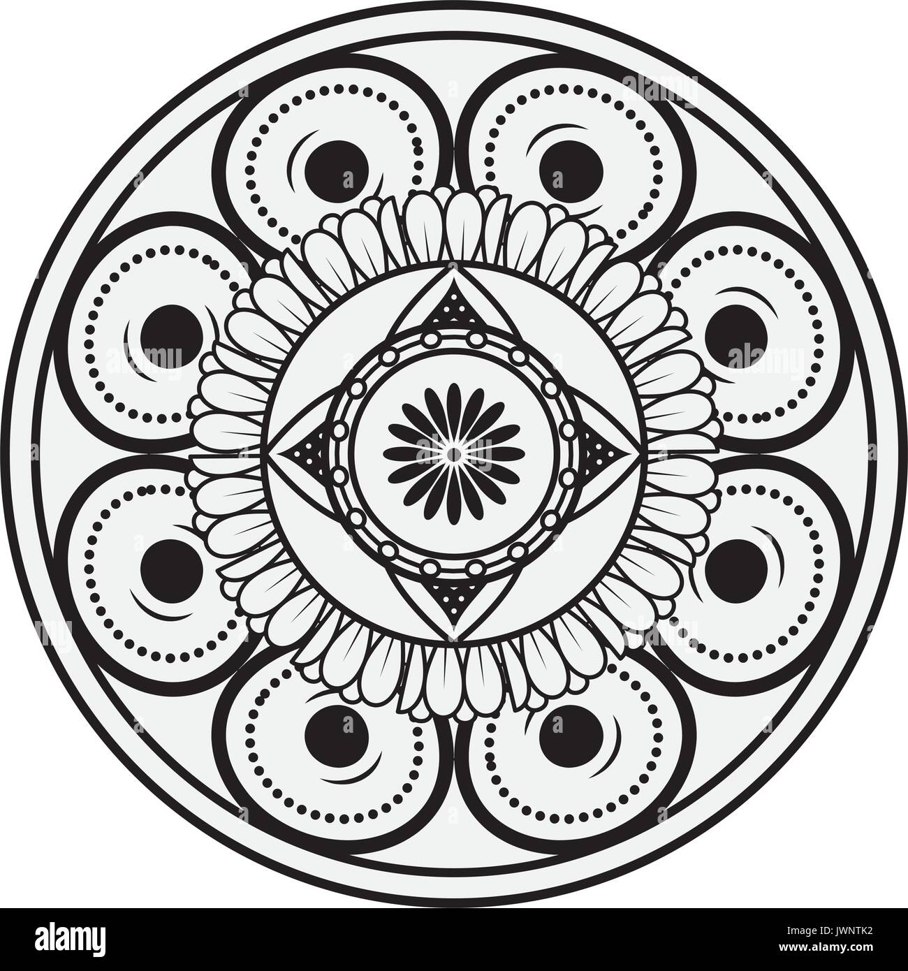 Mandala spiritual symbol over white background vector illustration ...