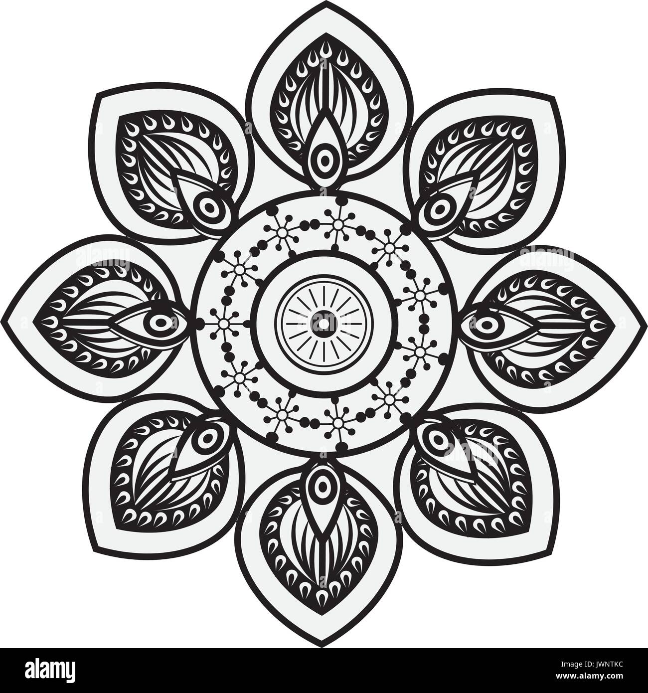Mandala spiritual symbol over white background vector illustration ...