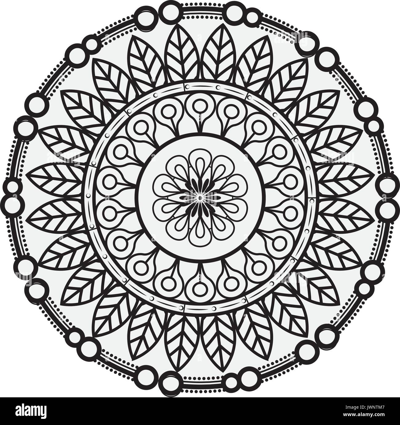 Mandala spiritual symbol over white background vector illustration ...