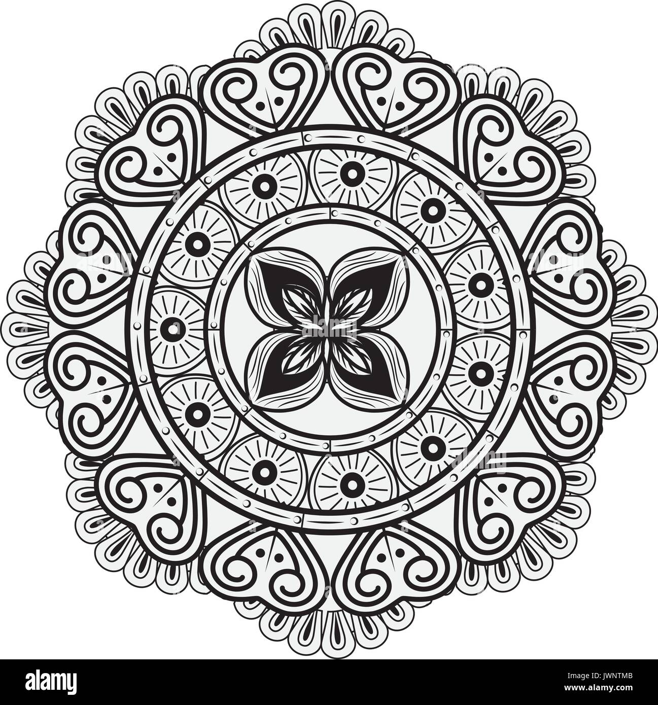Mandala spiritual symbol over white background vector illustration ...