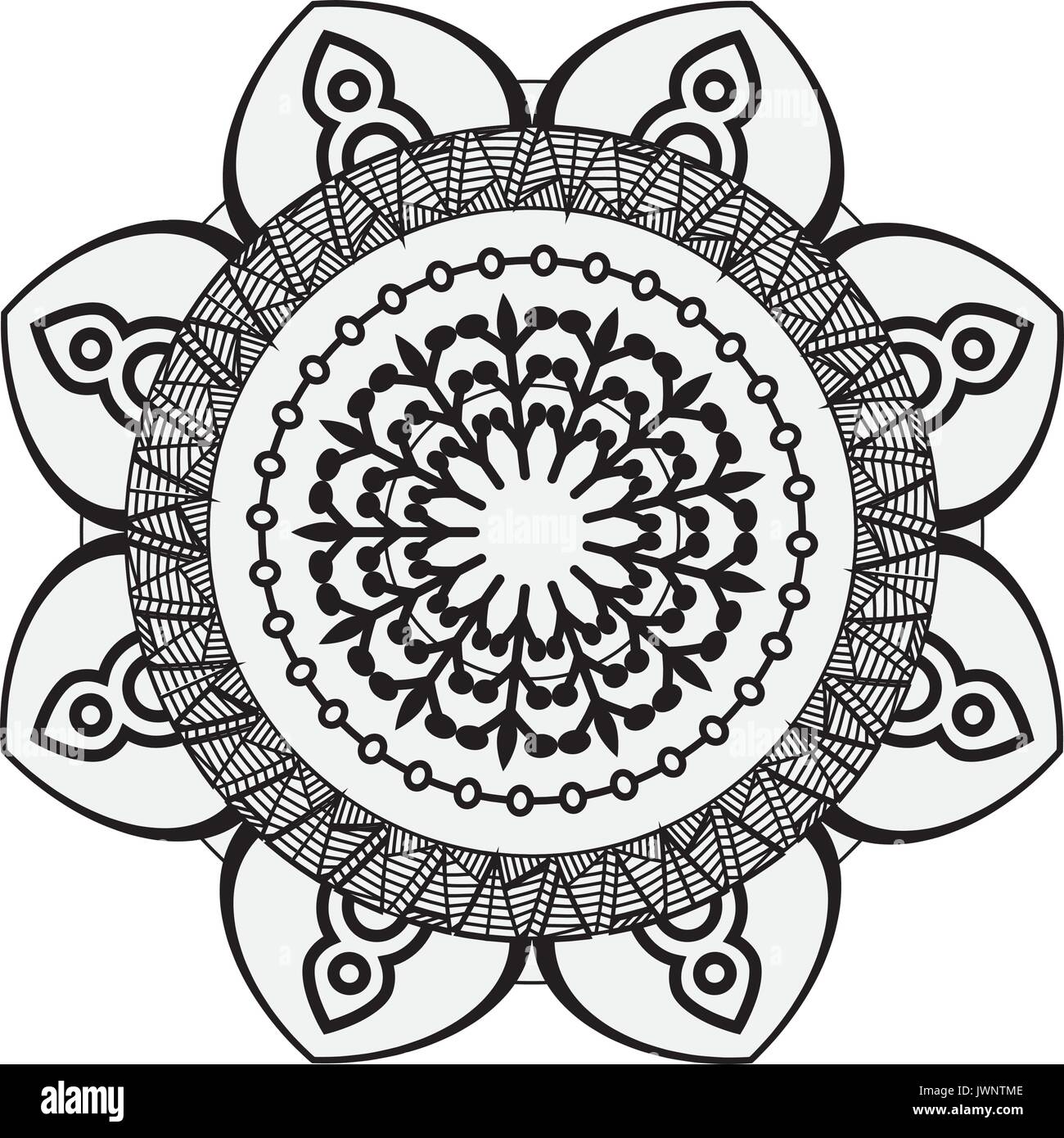 Mandala spiritual symbol over white background vector illustration ...