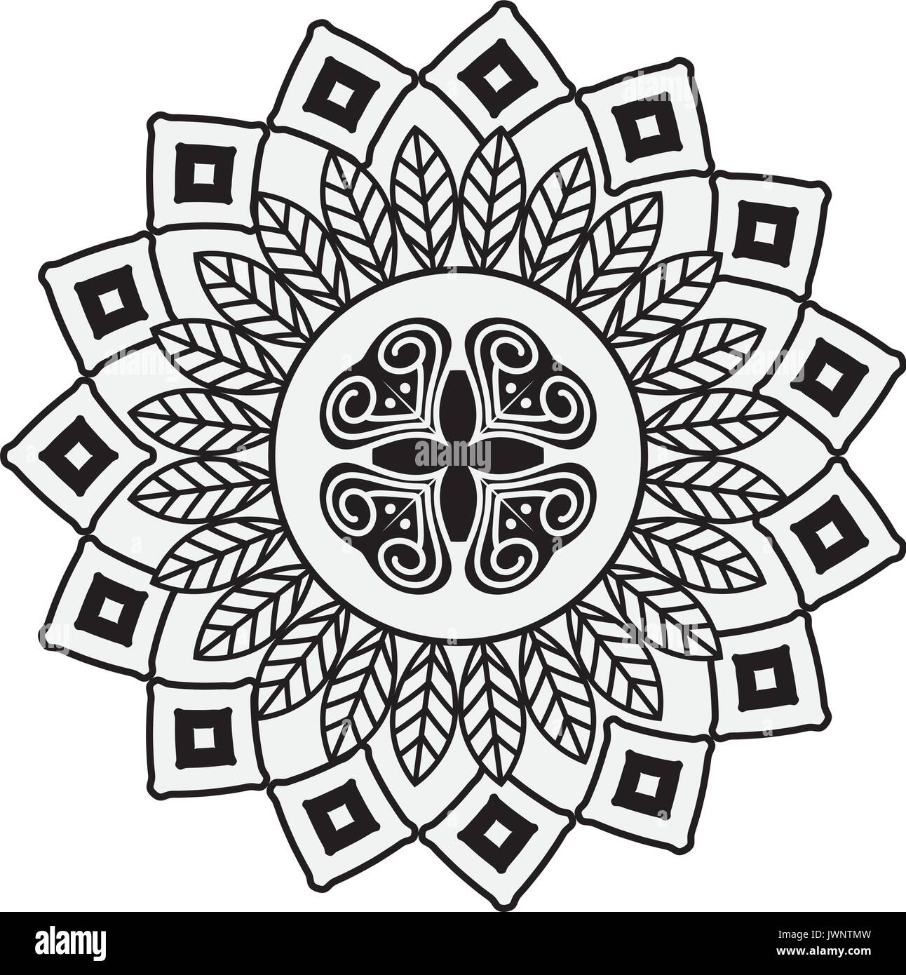 Mandala spiritual symbol over white background vector illustration ...