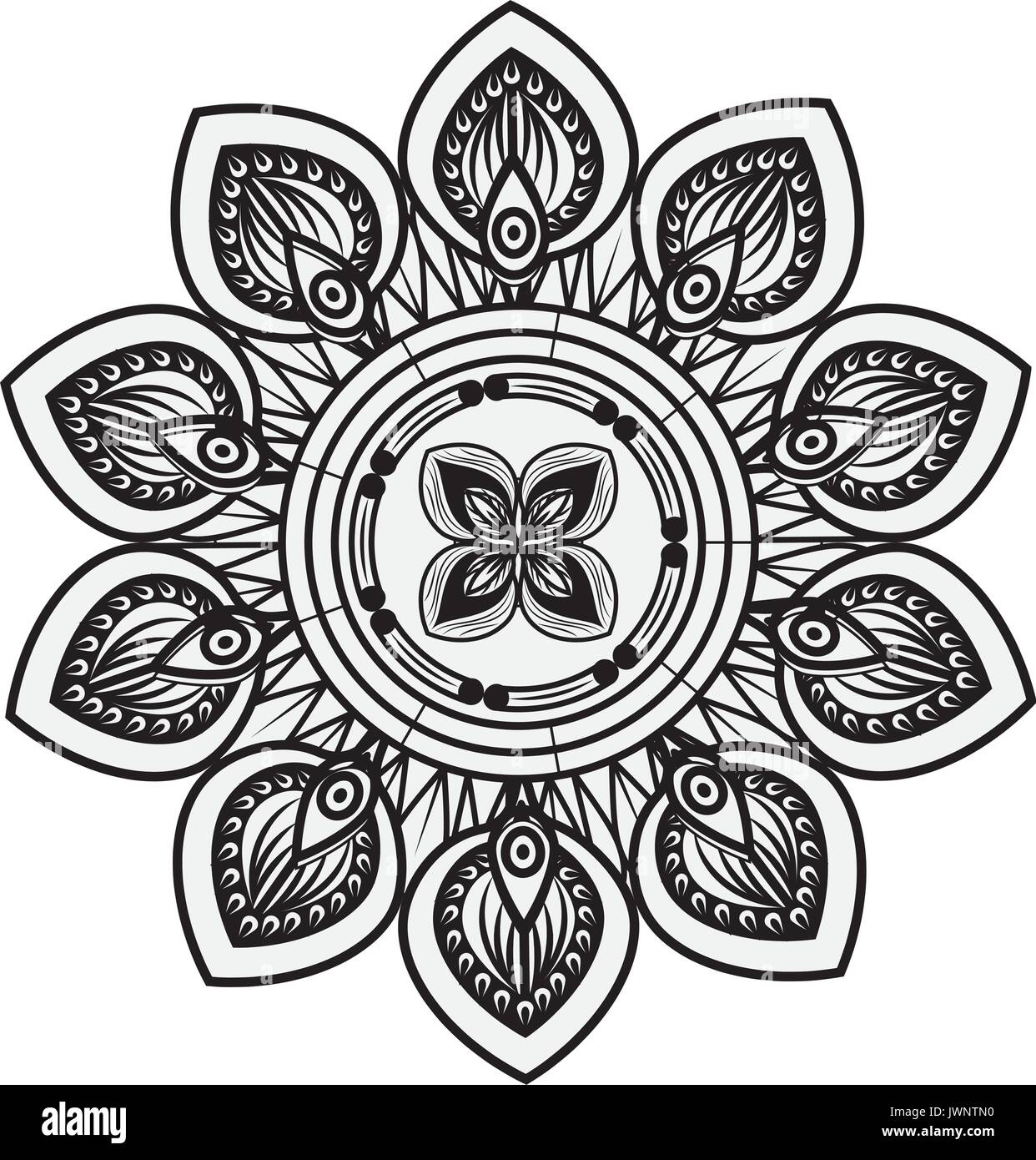 Mandala spiritual symbol over white background vector illustration ...